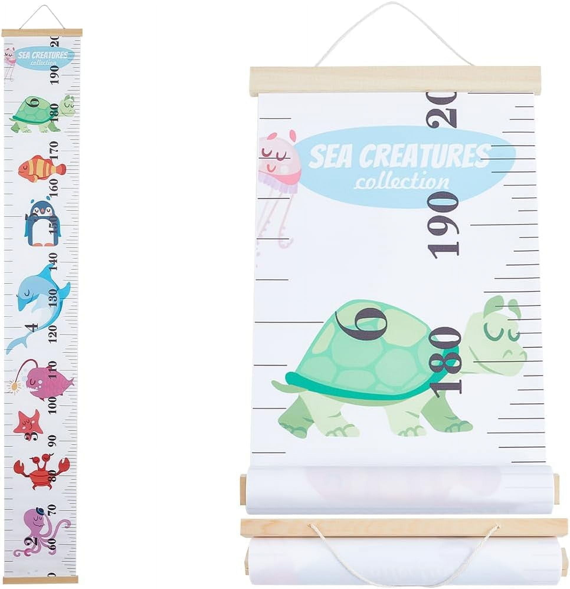 Sea Animals Growth Chart Canvas Height Measurement Chart Ruler Wood ...
