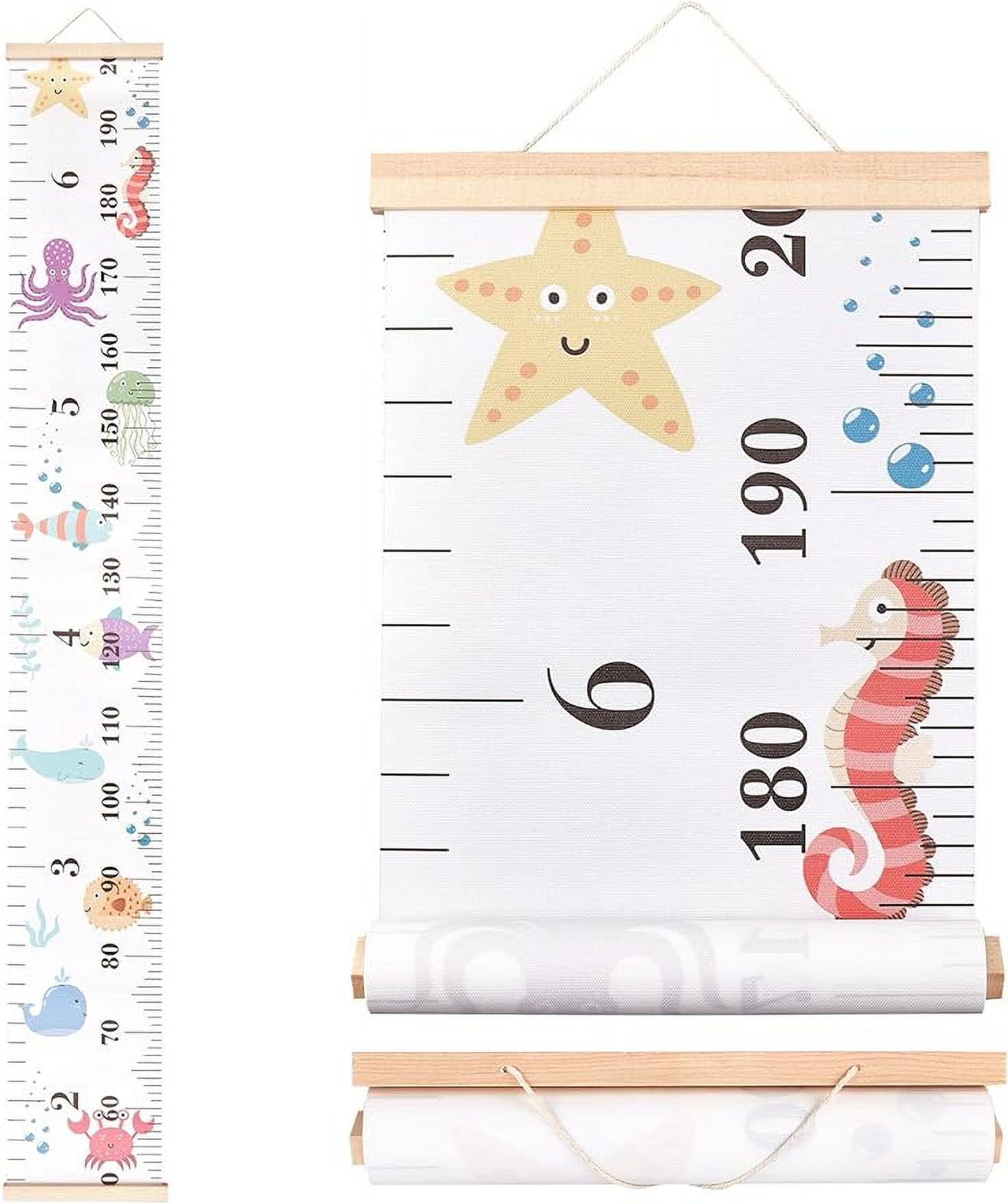 Sea Animals Growth Chart Fabric Canvas Height Measurement Ruler Wood ...