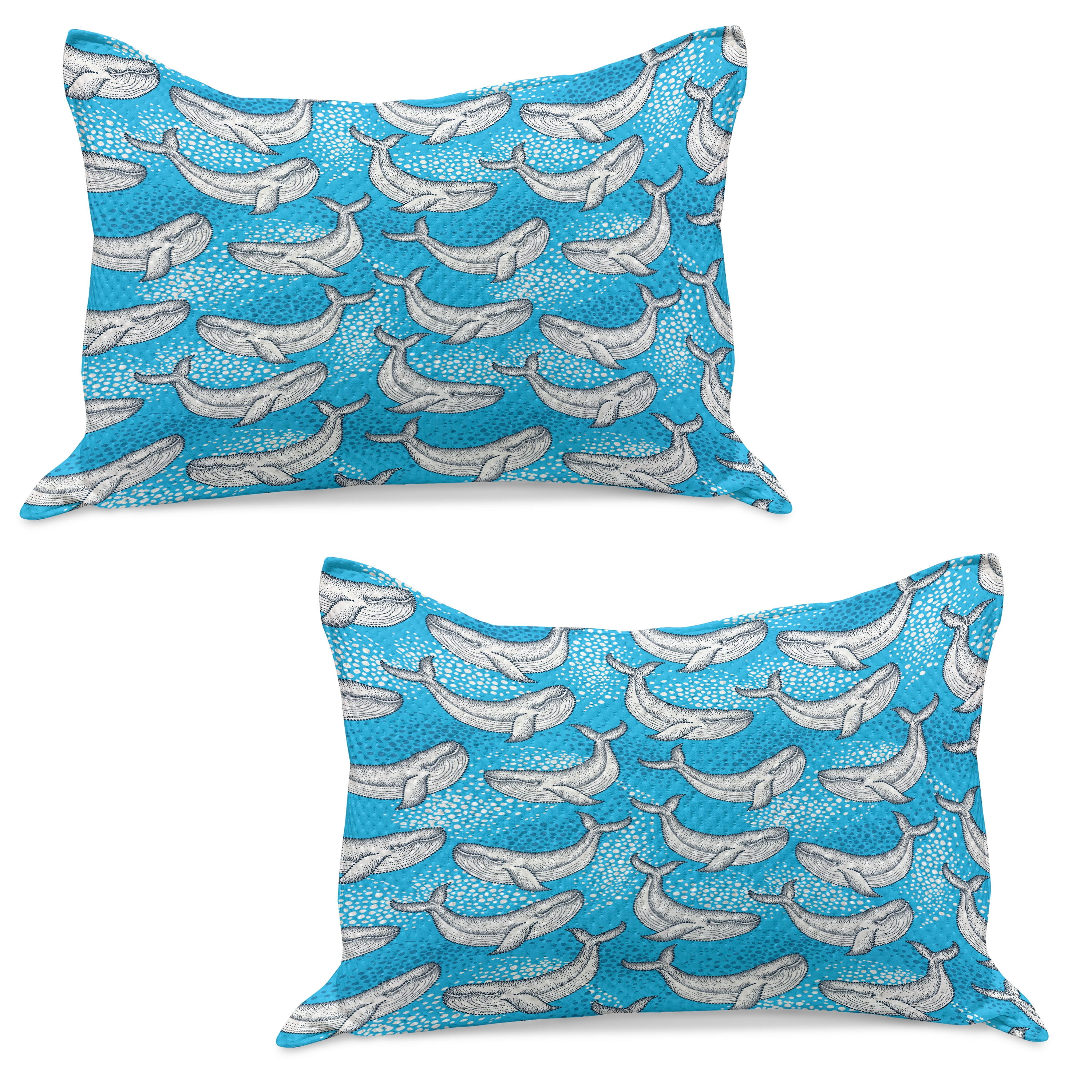 Sea Animals Knitted Quilt Pillowcover Set of 2, Dotted Humpback Whale ...