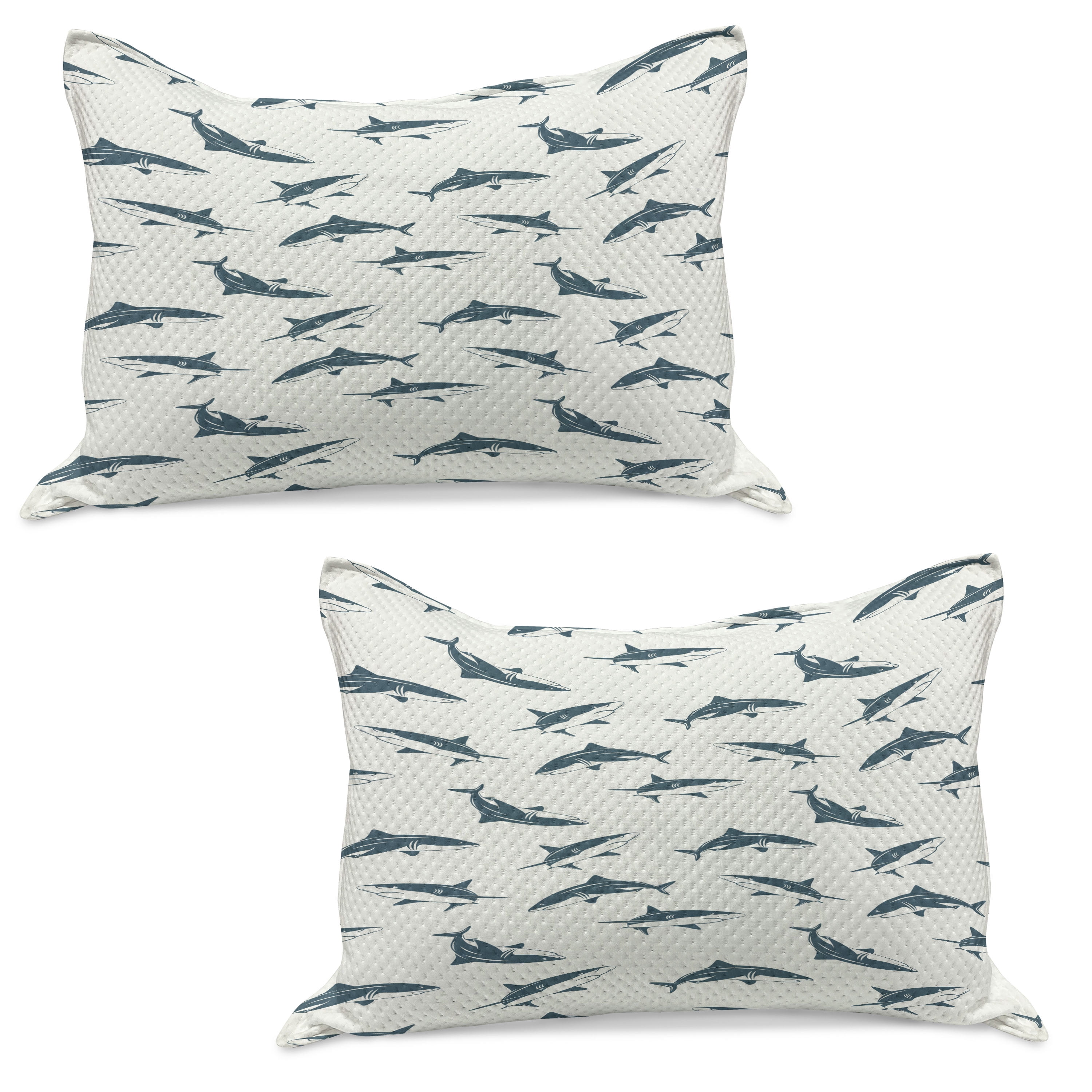 Sea Animals Knitted Quilt Pillowcover Set of 2, Repeated Cartoon Sharks ...