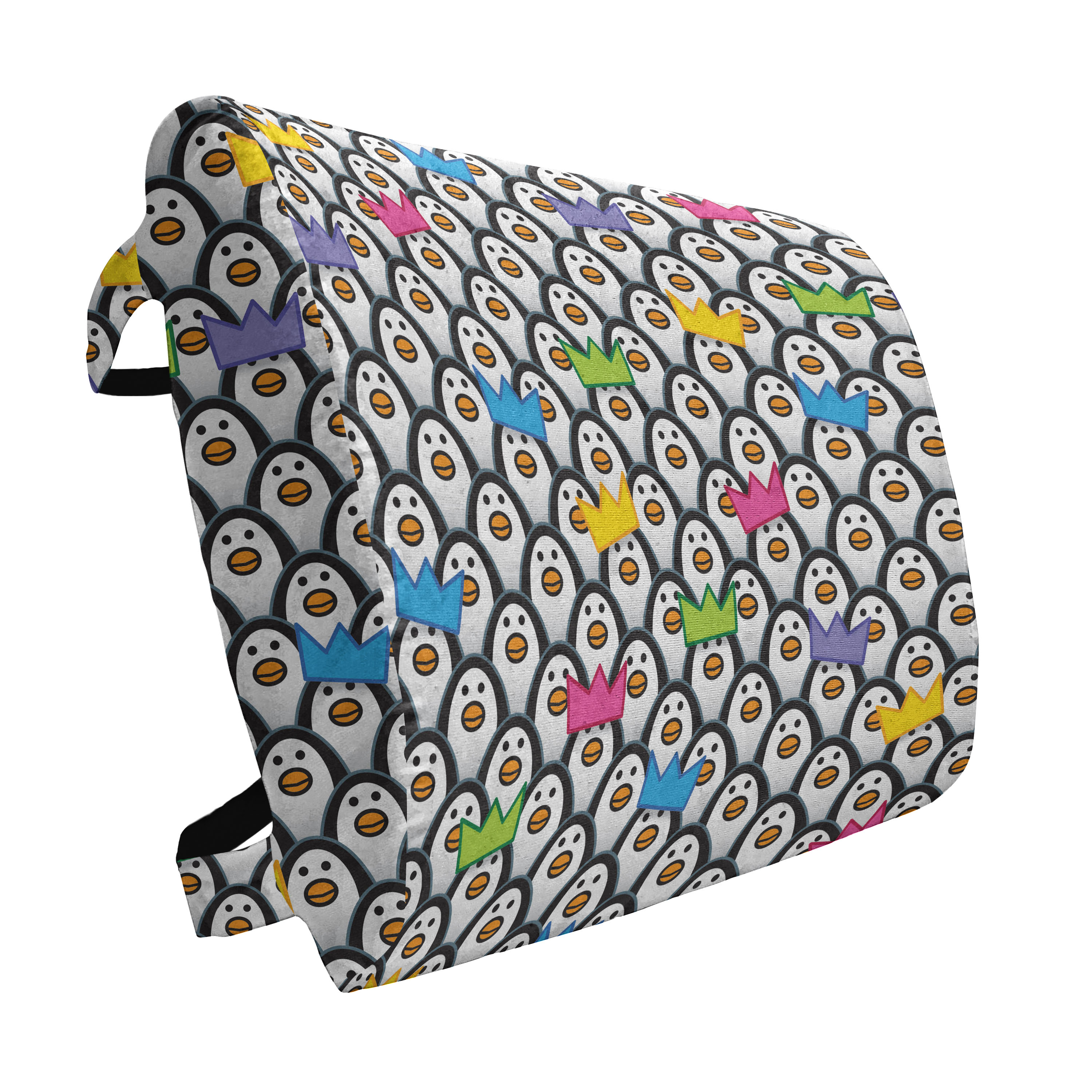 Sea Animals Lumbar Pillow, Penguins Wearing Colored Party Hat Crowns ...