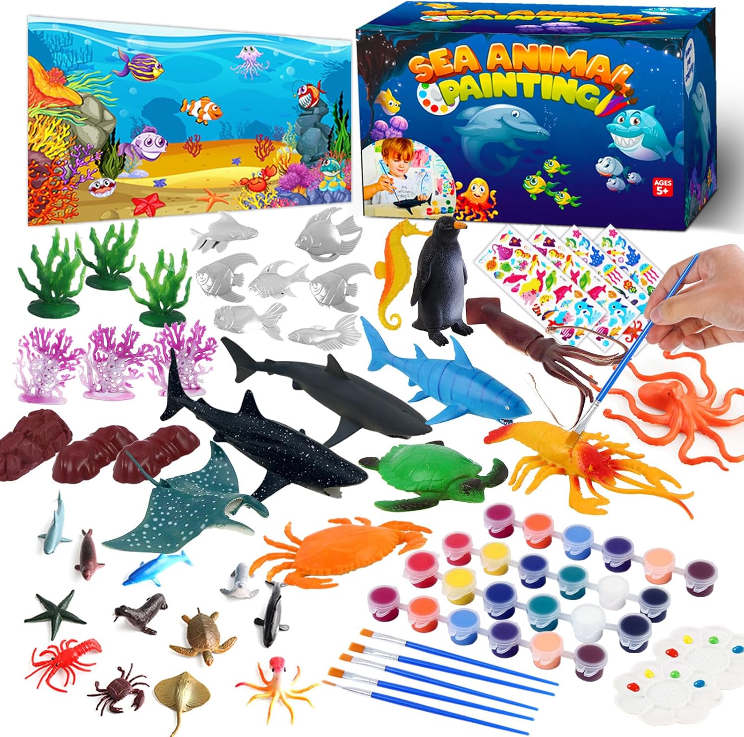 Sea Animals Painting Kits for Kids, Arts and Crafts with Art Supplies ...