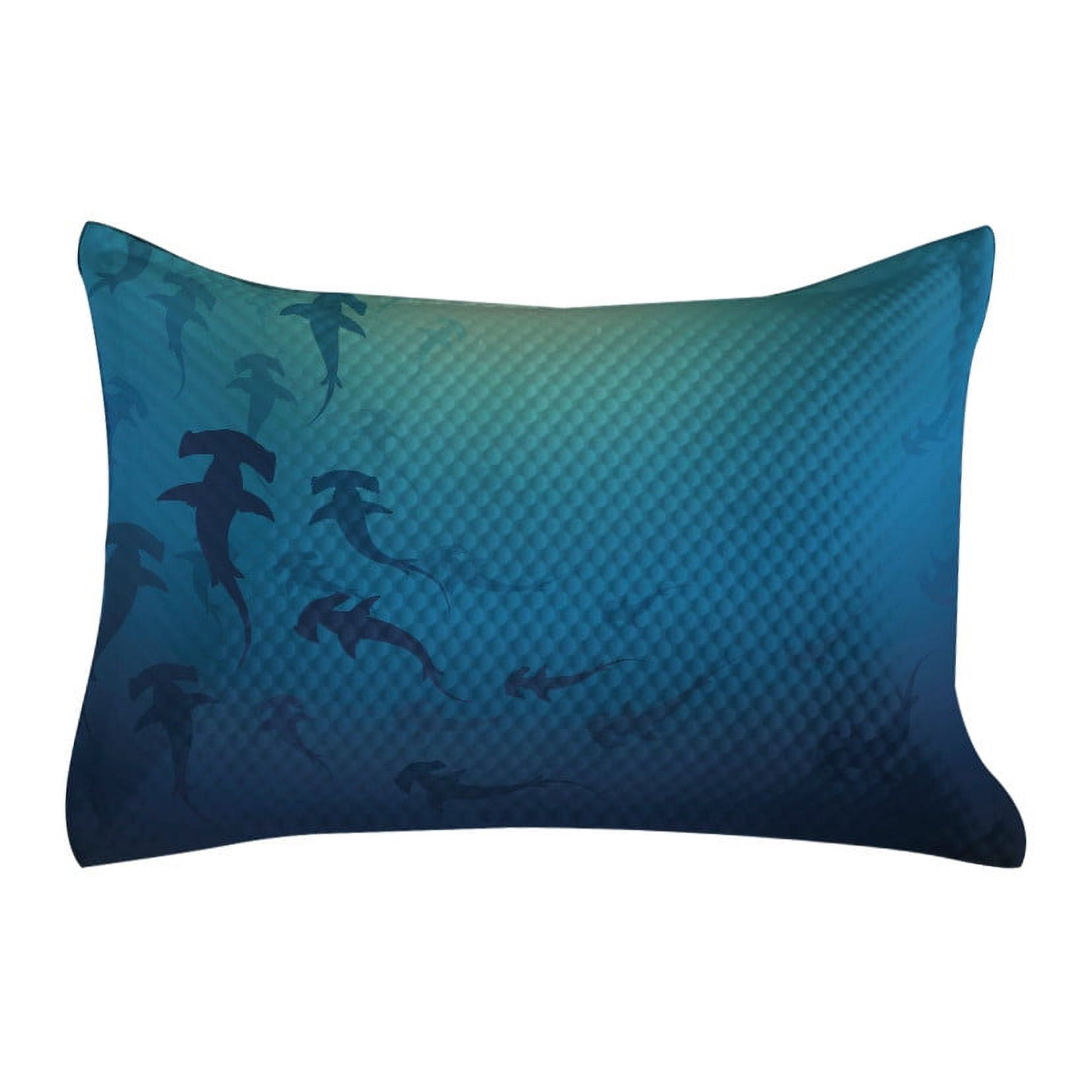 Sea Animals Quilted Pillowcover, Hammerhead Shark Scan Ocean Dangerous ...