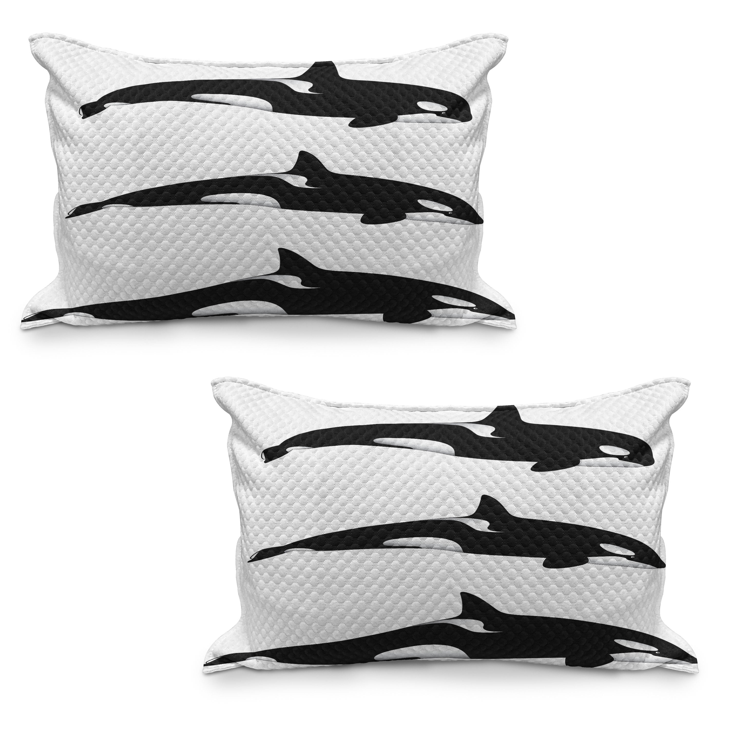 Sea Animals Quilted Pillowcover Set of 2, 3 Orca Killer Whales in ...