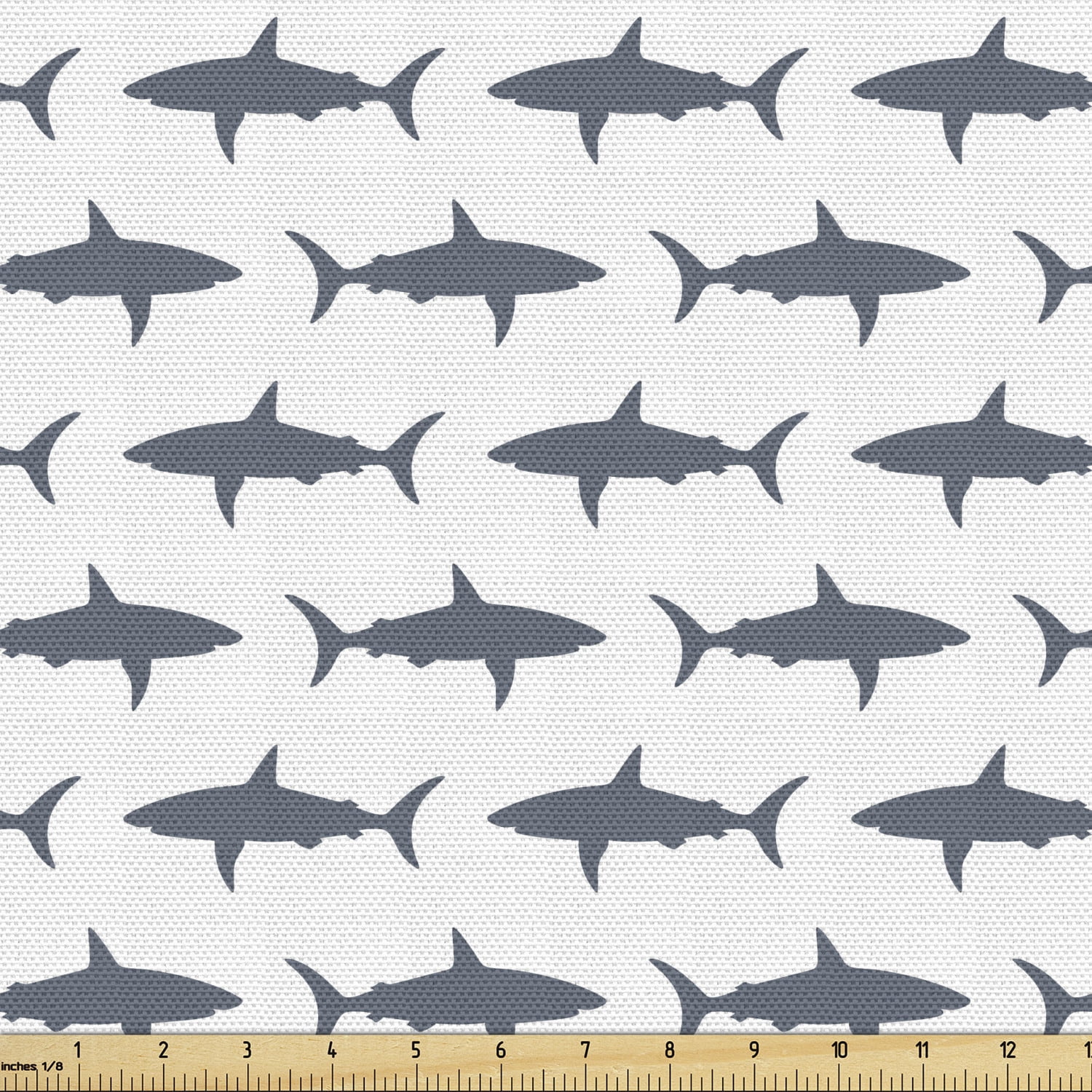 Ambesonne Shark Fabric by the Yard Upholstery, Swimming Wild Fishes, 1 ...