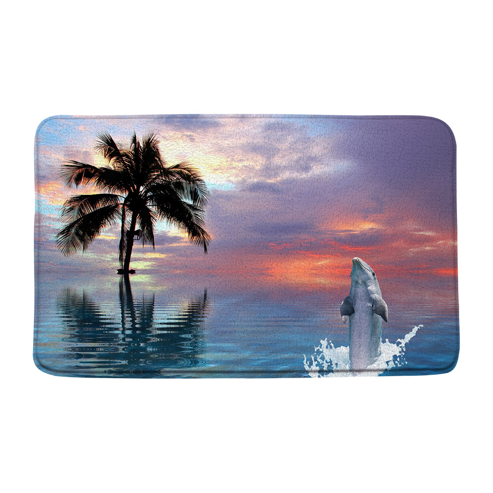 Sea Animals Undersea Dolphins Bathroom Rugs Set 3Pc Memory Foam Bath ...