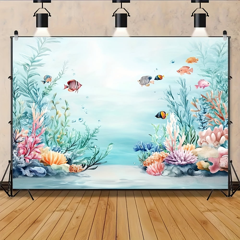 Under The Sea Backdrop Colorful Underwater Coral Reef Fish Baby Shower ...