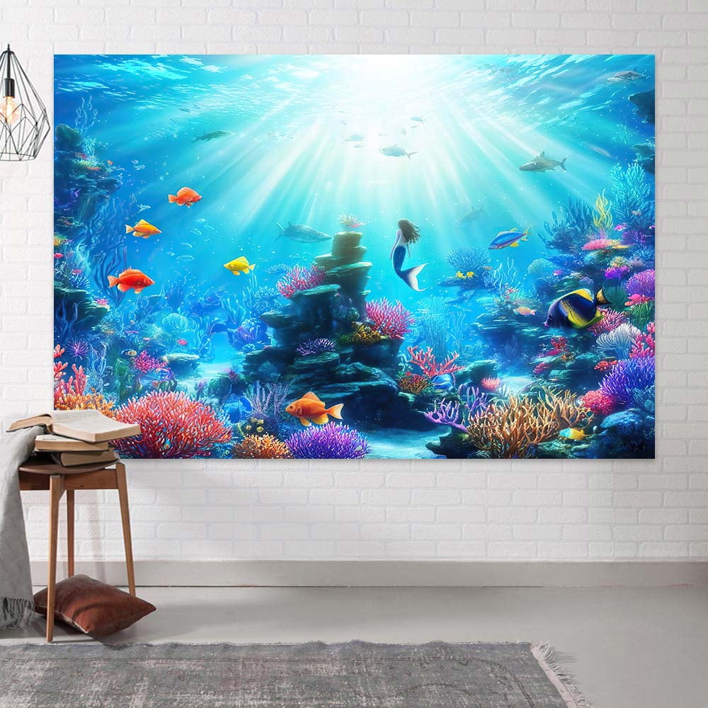 Under The Sea Backdrop Mermaid Ocean Photo Background Underwater ...