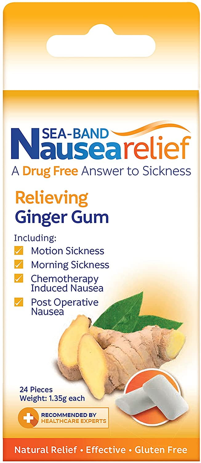 Sea-Band Anti-Nausea Ginger Gum, Relief for Morning & Travel Sickness ...