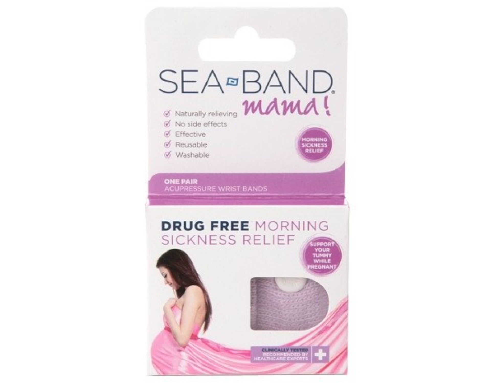 Sea-Band Mama Drug Free Morning Sickness Relief Wristband 1 Pair "Case ...