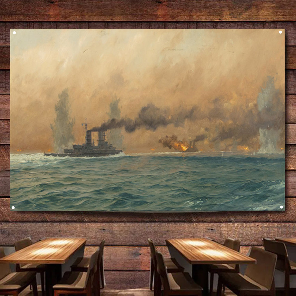 Sea Battle Flag Banner Wall Chart Canvas Painting WW I Military ...