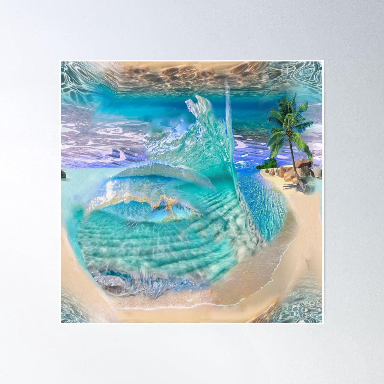 Sea, Beach, Day, Crystal Waves Poster Wall Art, Modern Wall Decor ...