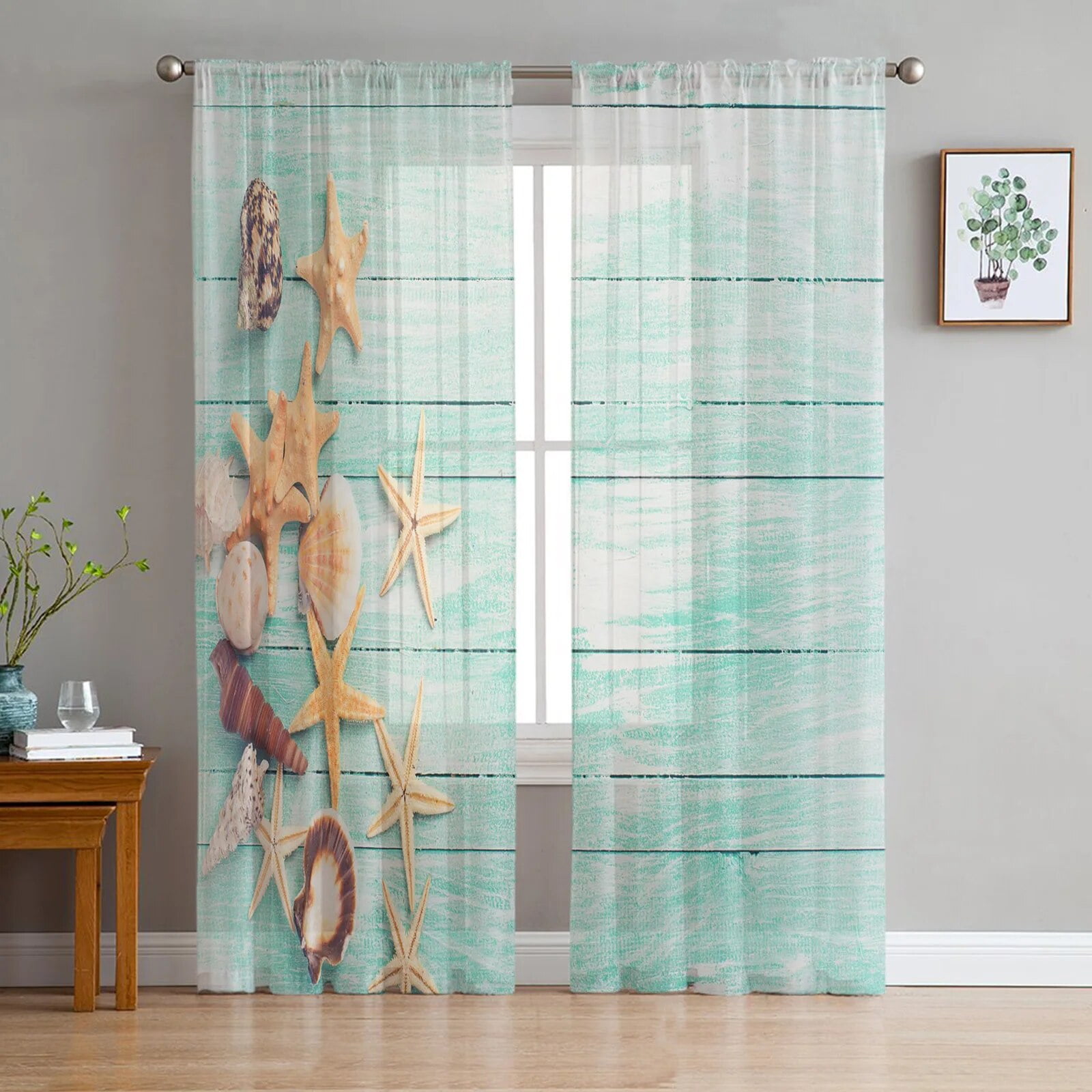 Sea Beach Lighthouse StarSeagull Voile Tulle Sheer Curtains for Bedroom ...
