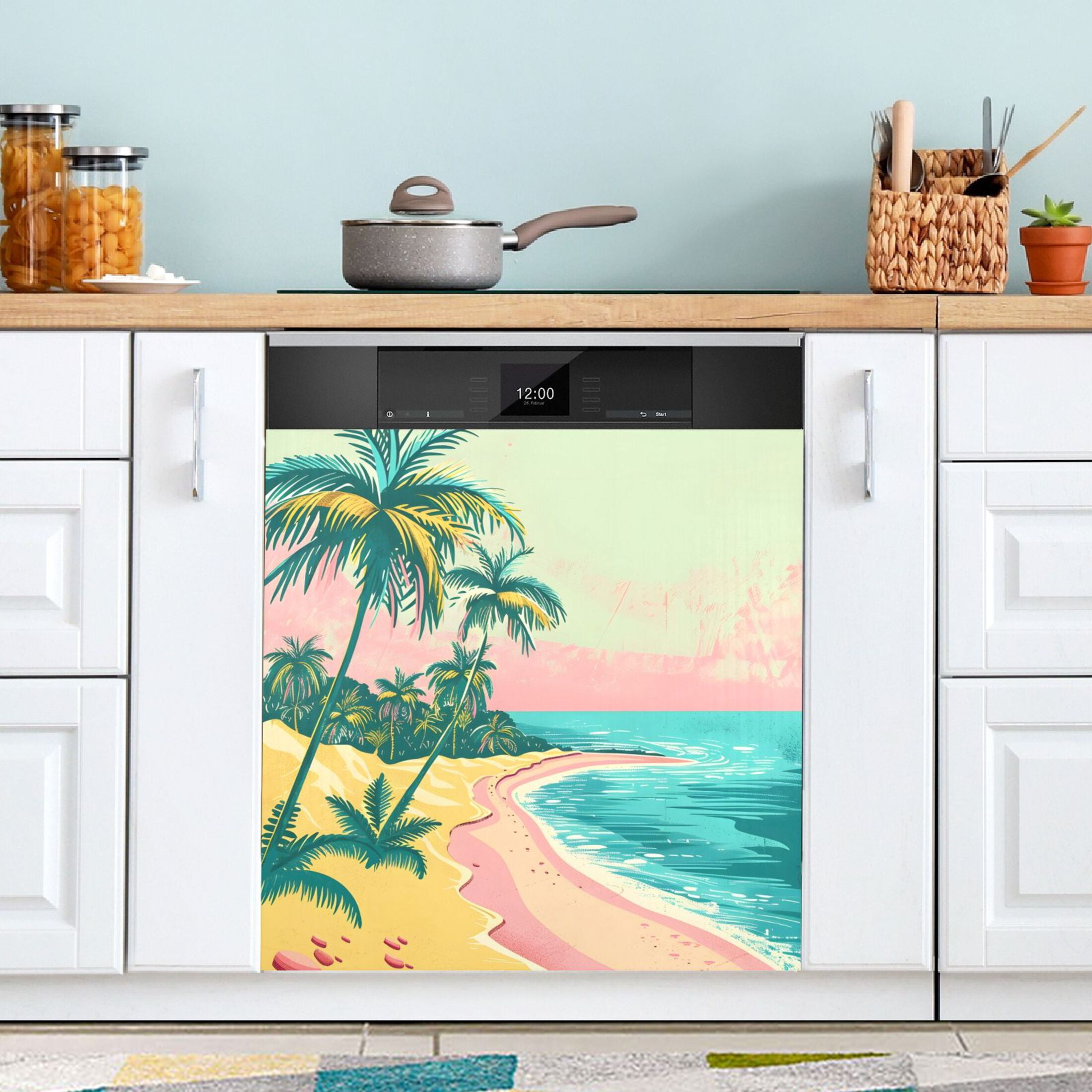 Sea Beach Palms Tropical Scene Dishwasher Magnet Refrigerator Magnetic ...