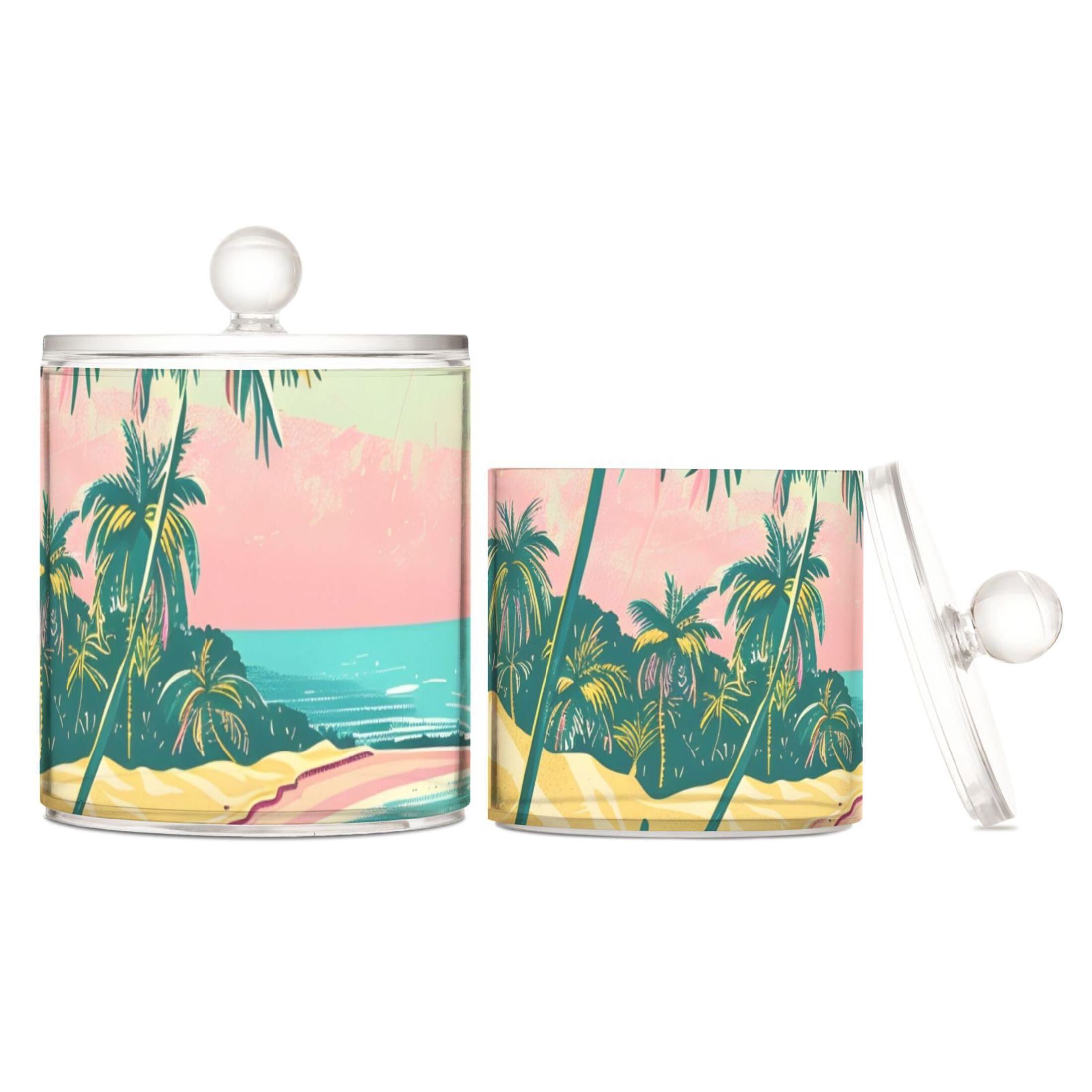 Sea Beach Palms Tropical Scene Translucent Plastic Cans Storage ...