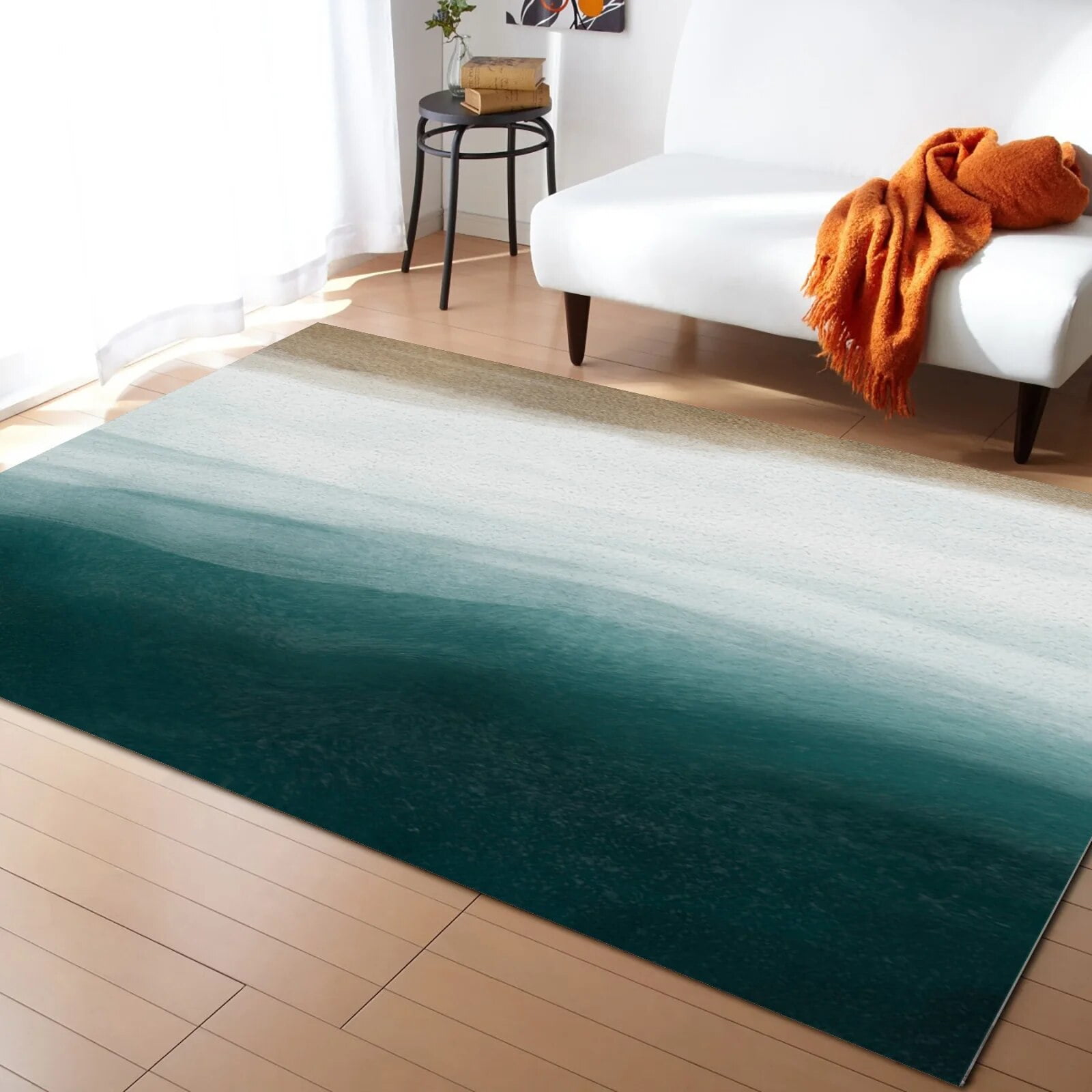 Sea Beach Watercolor Gradient Carpet Area Rug Children's Room Living ...