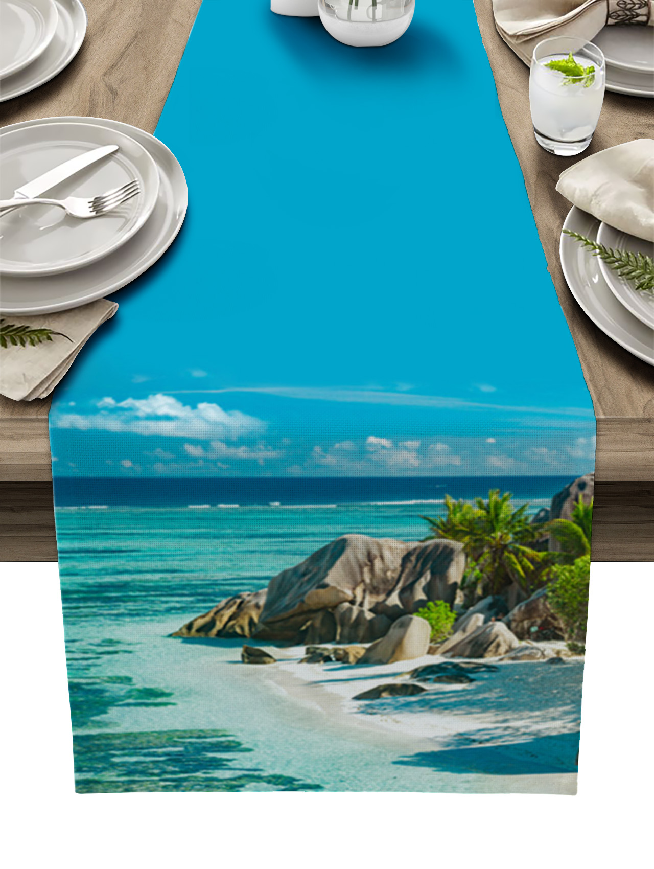 Sea Beach Welcome Star Shell Table Runner Home Wedding Table Flag Mat ...