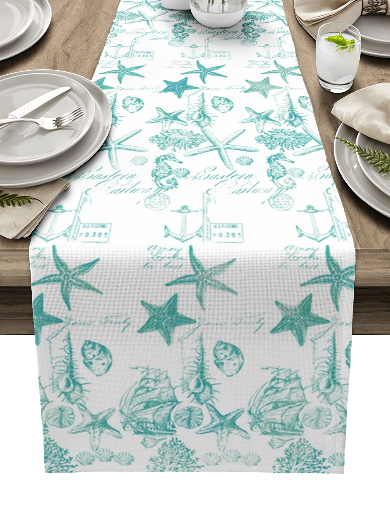 Sea Beach Welcome Star Shell Welcome Table Runner ration Home r Dinner ...