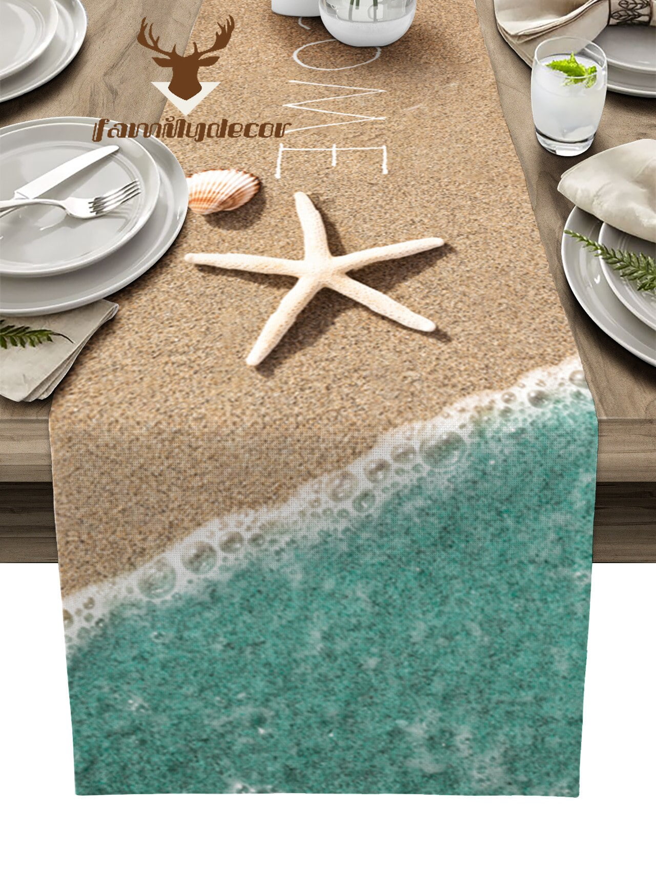 Sea Beach Welcome StarShell Table Runner Home Wedding Table Flag Mat ...