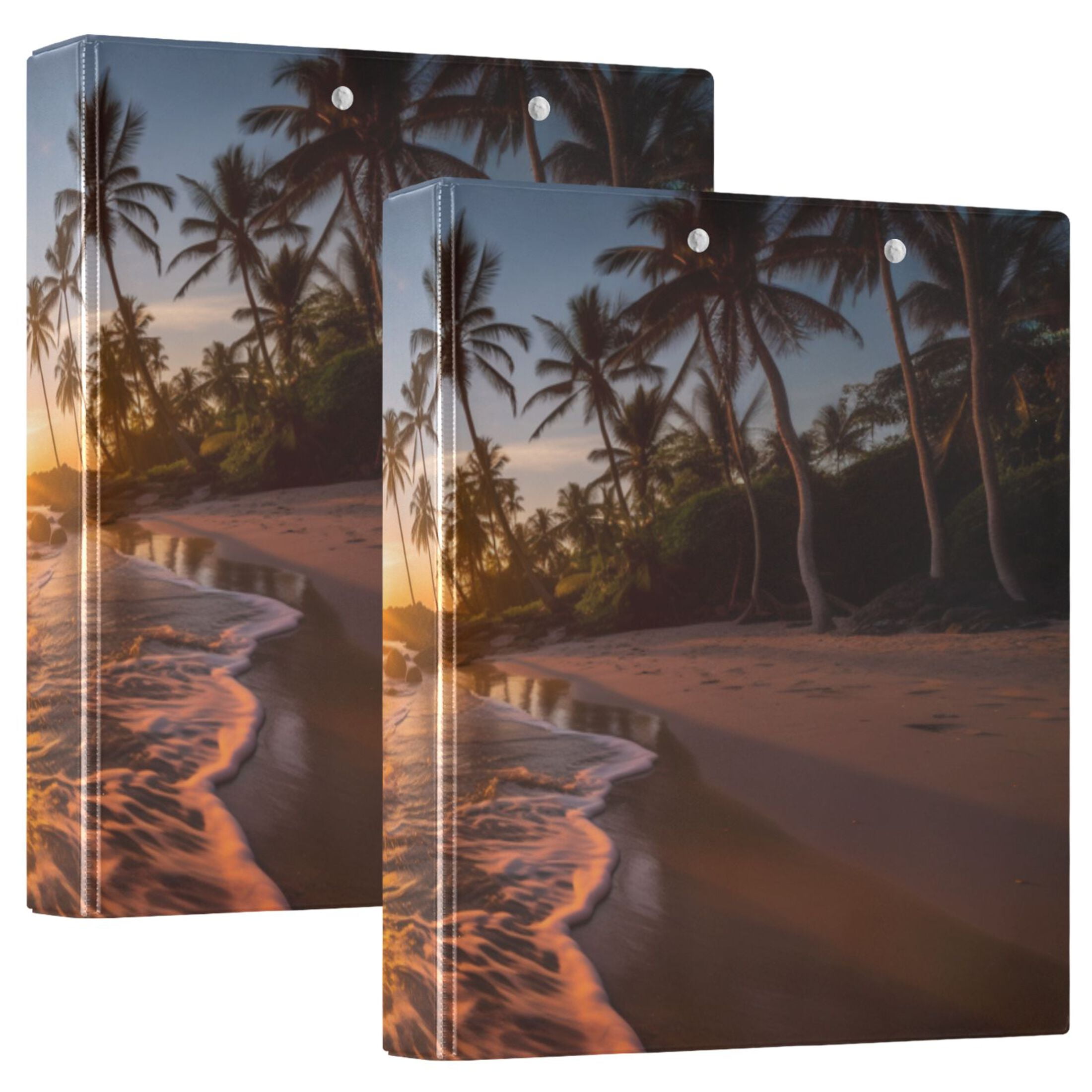 Sea Beach and Trees 3 Ring Binders 1.5 inch Hardcover File Folders with ...