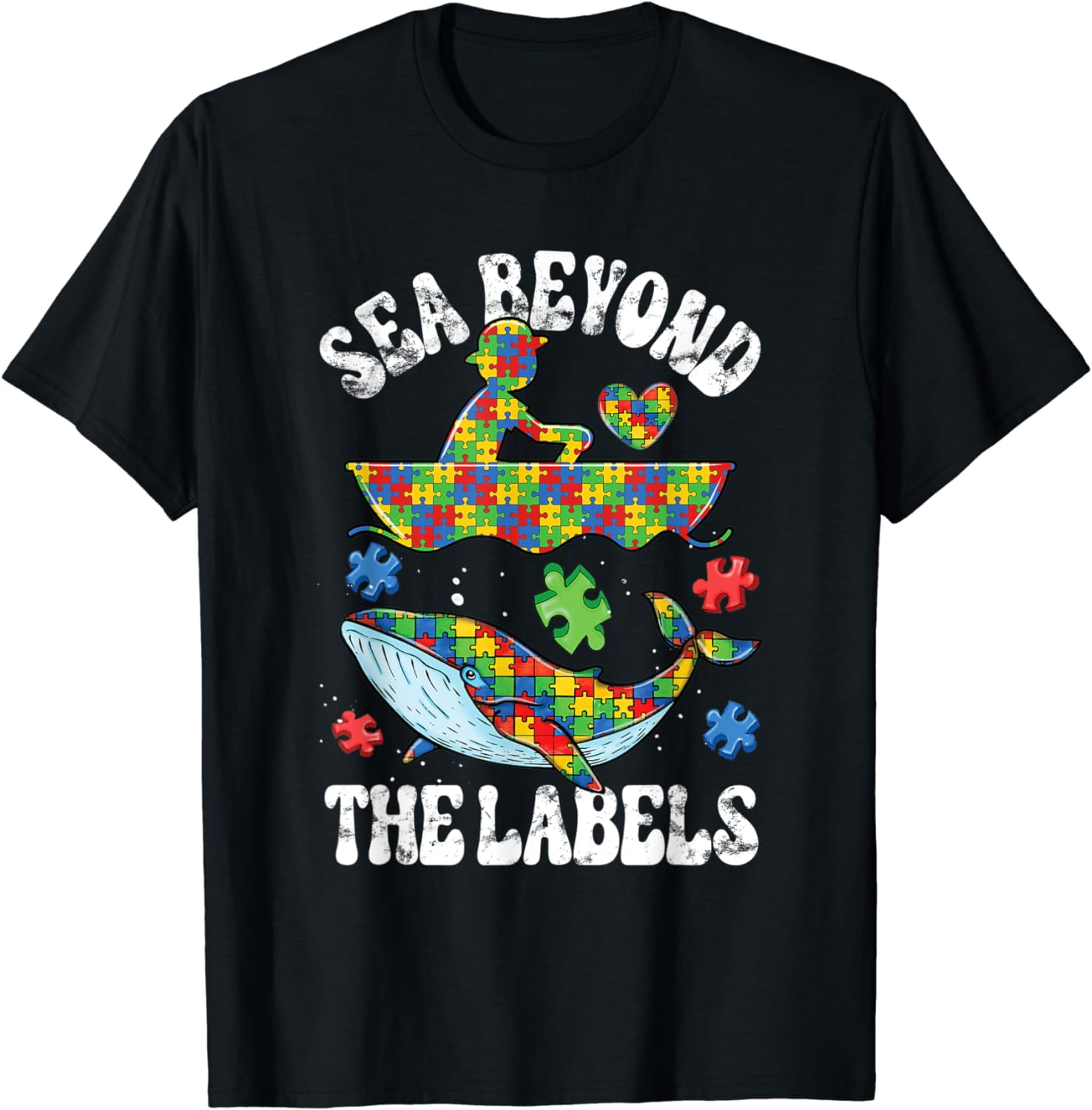Sea Beyond The Labels Autism Awareness Month Whale Row Boat T-Shirt ...