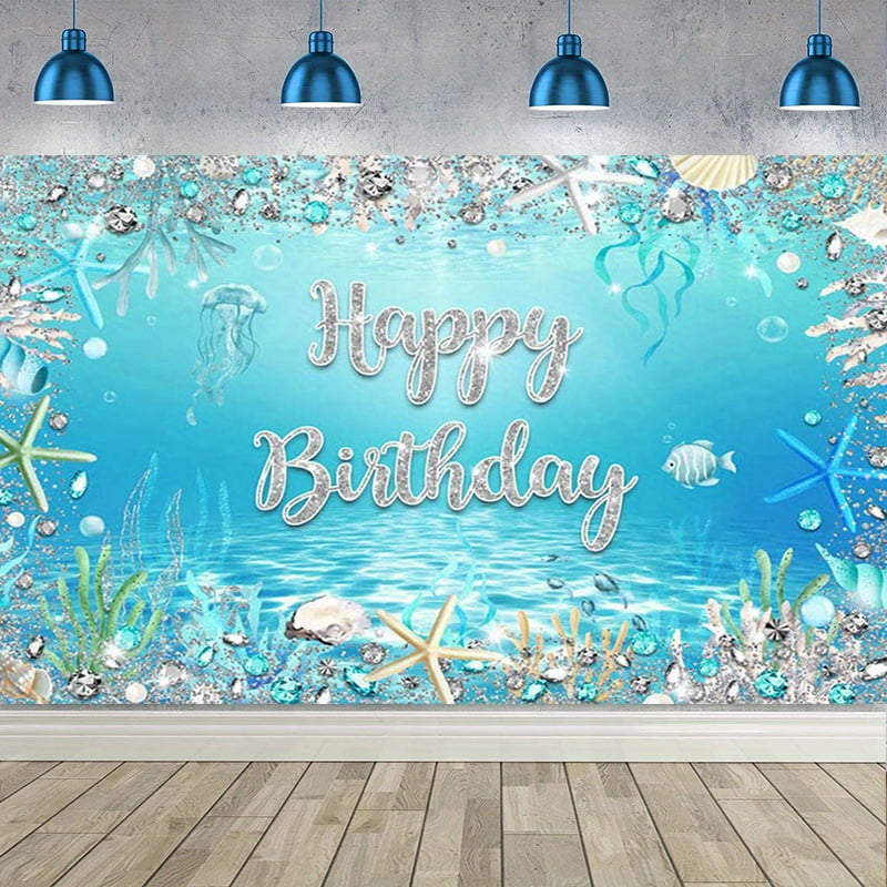 Under the Sea Birthday Party Backdrop Summer Ocean Happy Birthday ...