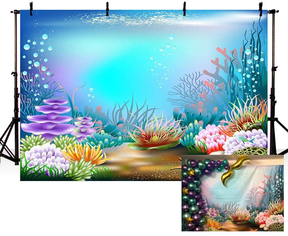Under The Sea Blue Purple Photography Backdrop Ocean Mermaid Theme ...
