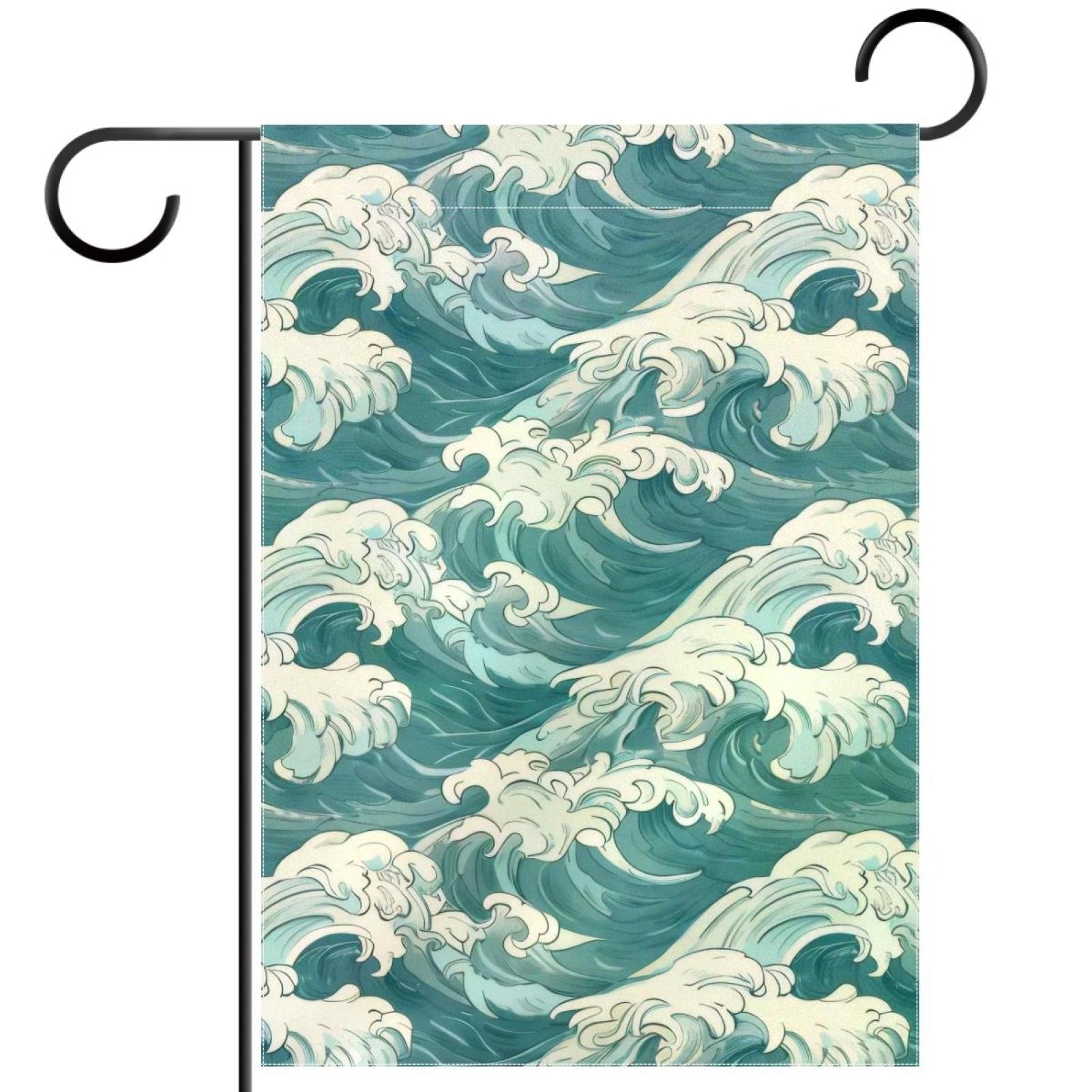 Sea Blue Waves Welcome Garden Flags, 12 x 18 Inch Double Sided Outdoor ...