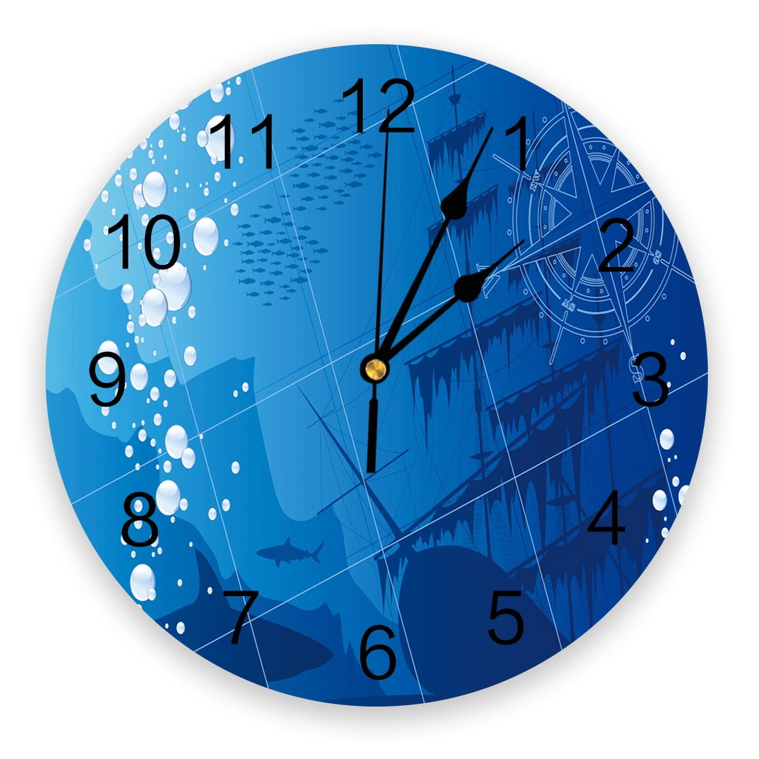 Sea Boat Compass Compass Bubble Wall Clock rative for Living Room ...
