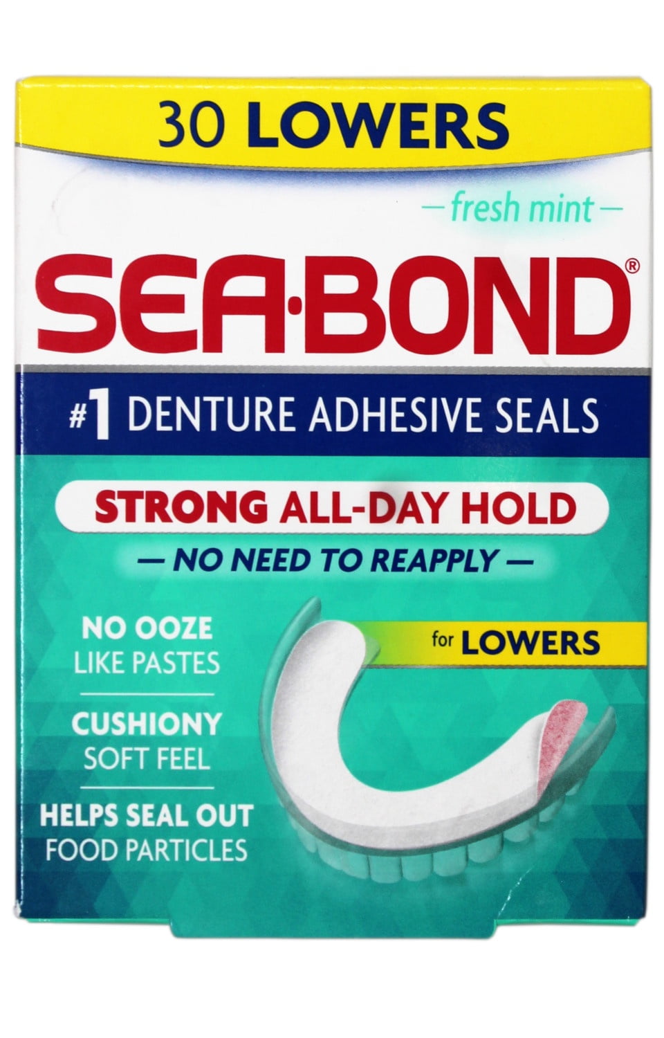 2 Pack - Sea Bond Secure Denture Adhesive Seals, Fresh Mint Lowers, All ...