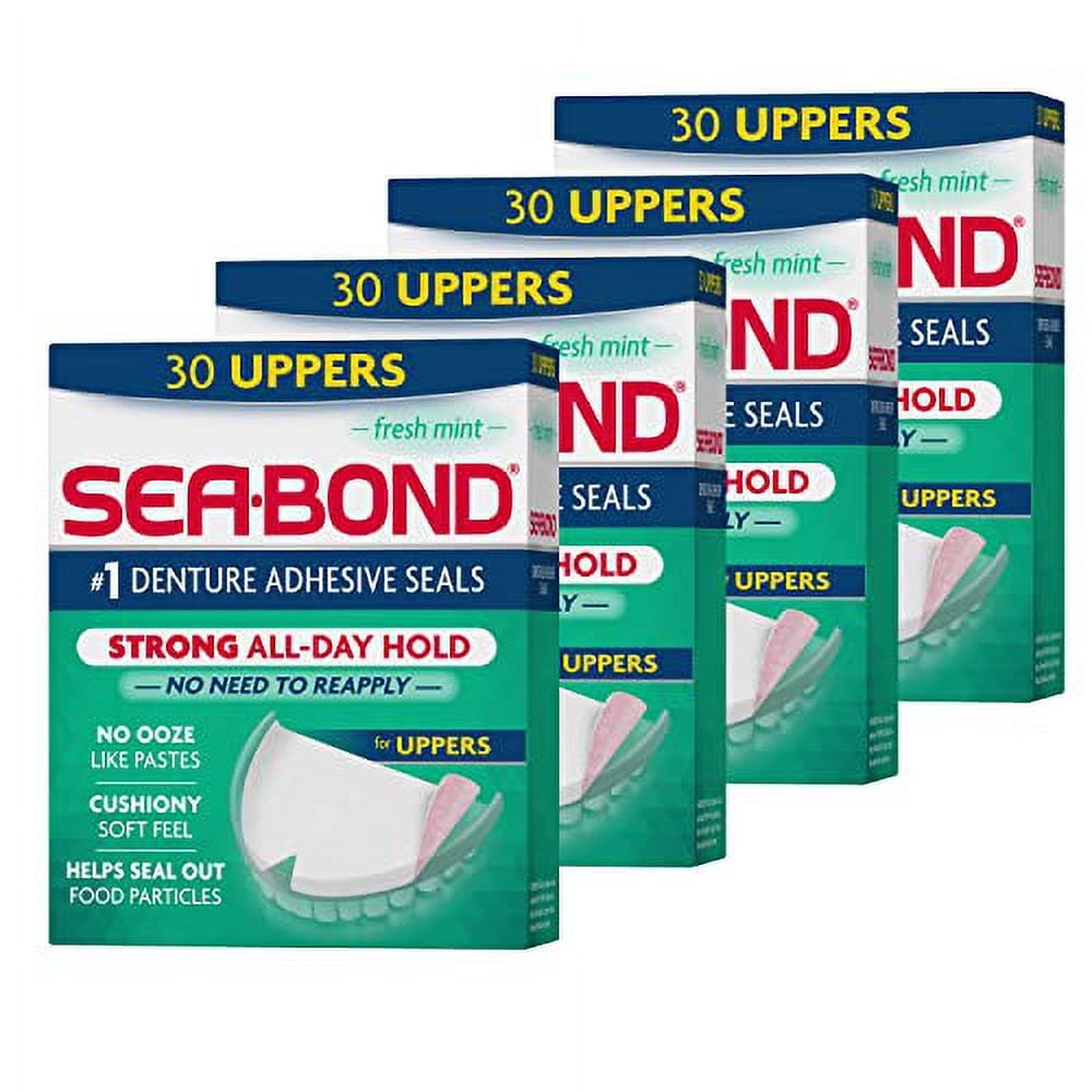Sea-Bond Denture Adhesive Seals, Fresh Mint, 30 Count, Pack of 4 ...