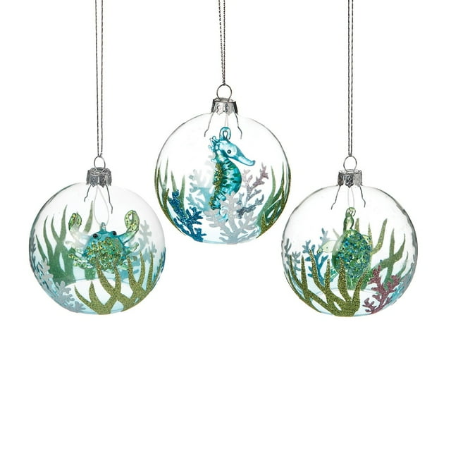 Sea Bottom Globe Christmas XMAS Ornament, Set of 3 - Walmart.com