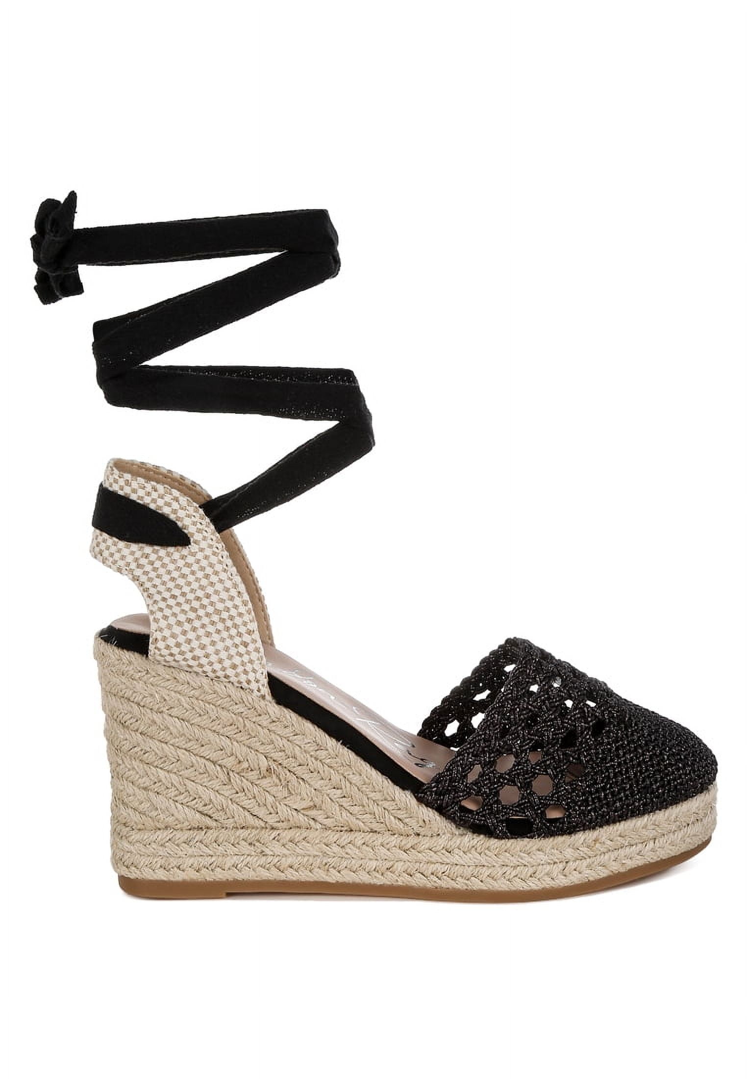 Sea Breeze Woven Lace-Up Espadrille Wedges - Walmart.com