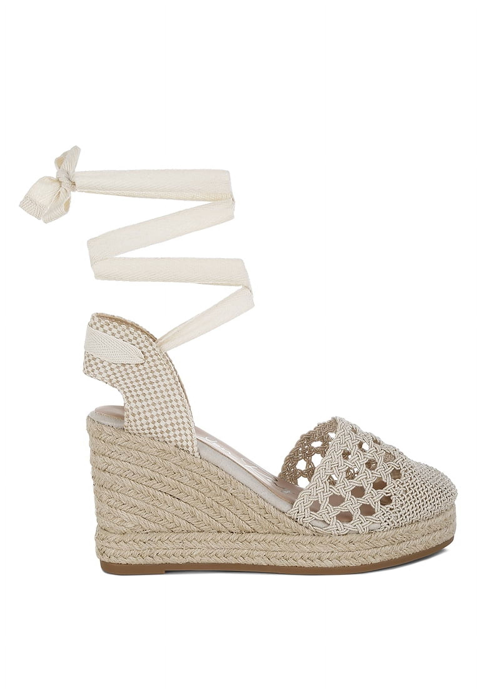 Sea Breeze Woven Lace-Up Espadrille Wedges - Walmart.com