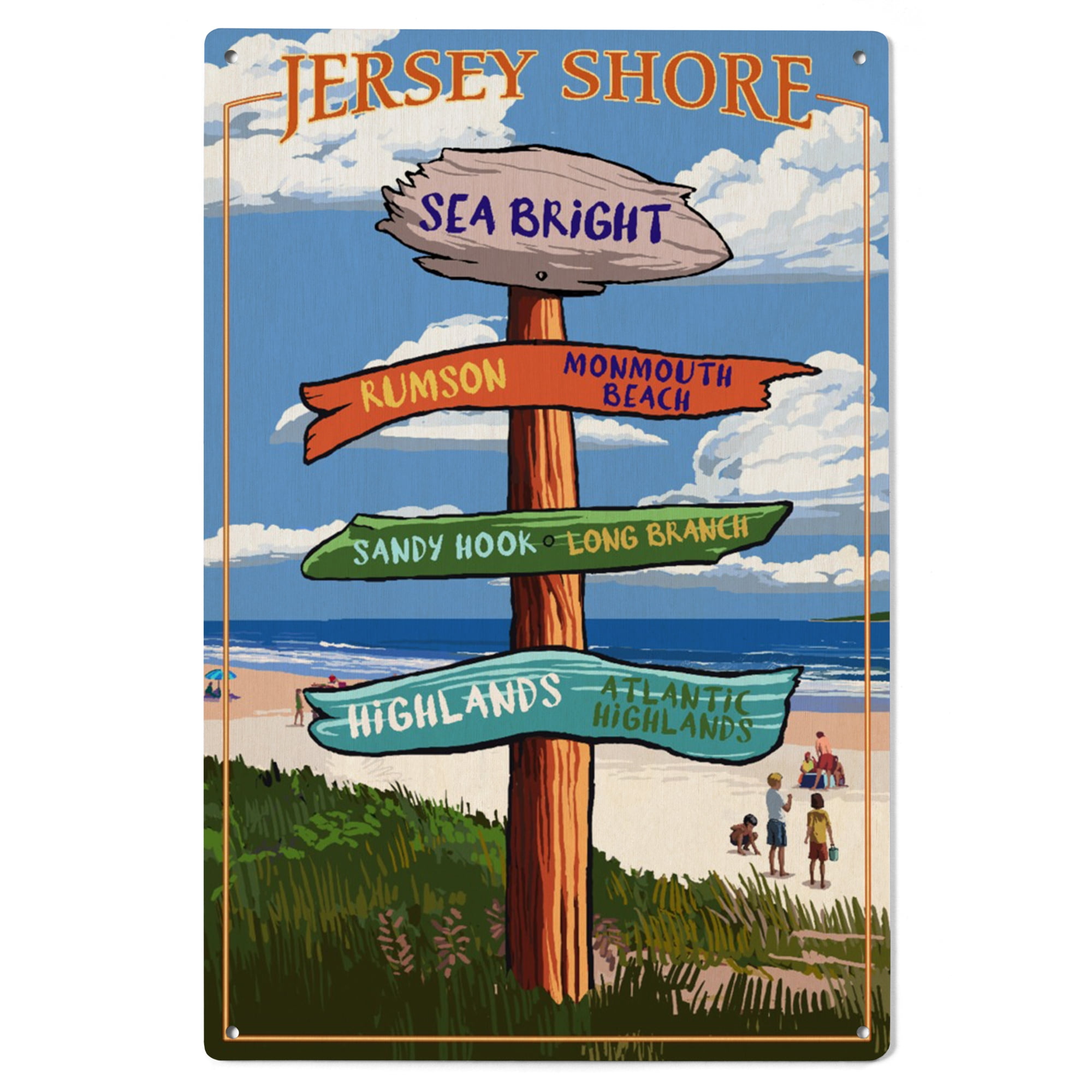 Sea Bright, New Jersey, Destinations Sign Birch Wood Wall Sign (6x9 ...
