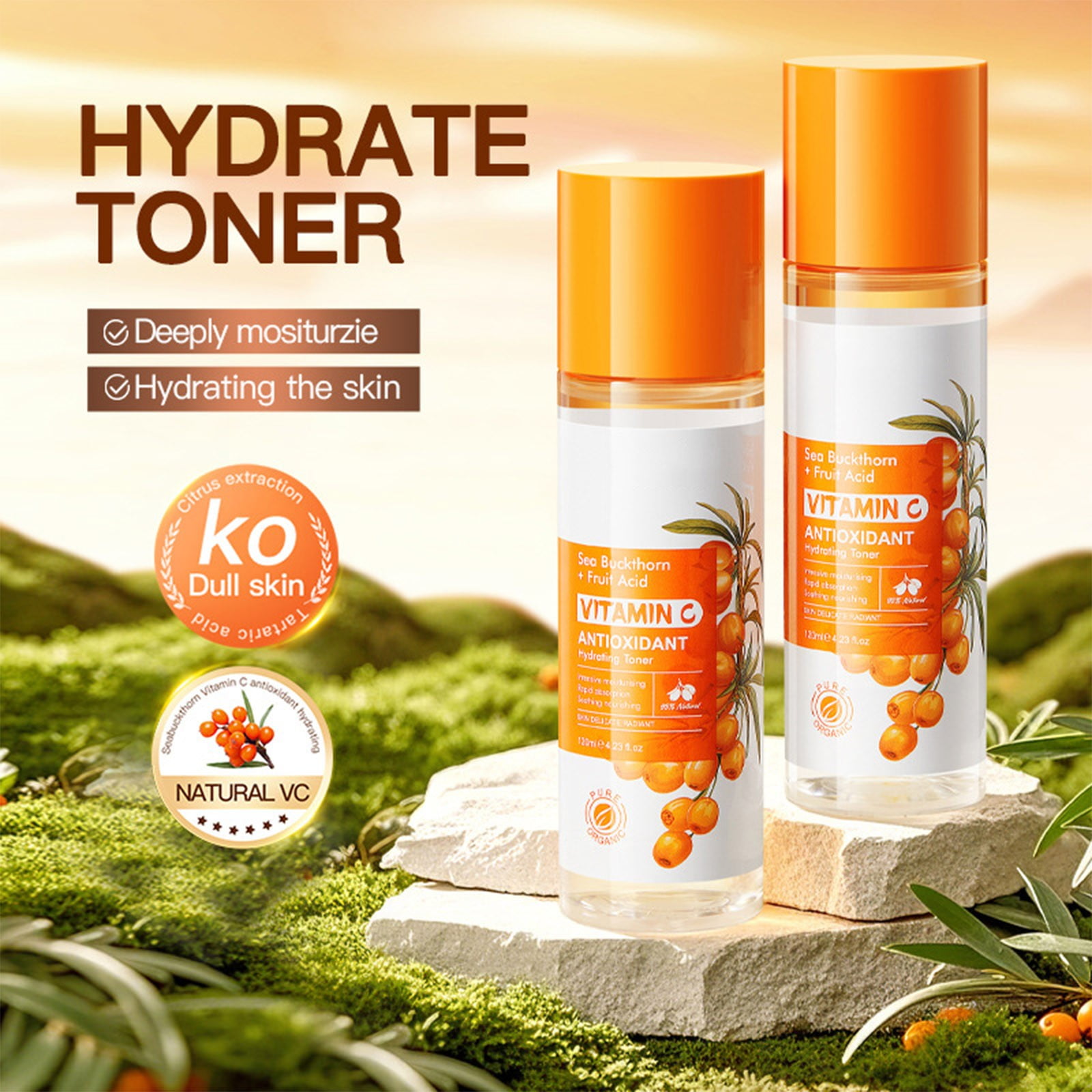 Sea Buckthorn Vitamin C Antioxidant Moisturizing Toner 120ml for All Skin Types, Lightweight ...