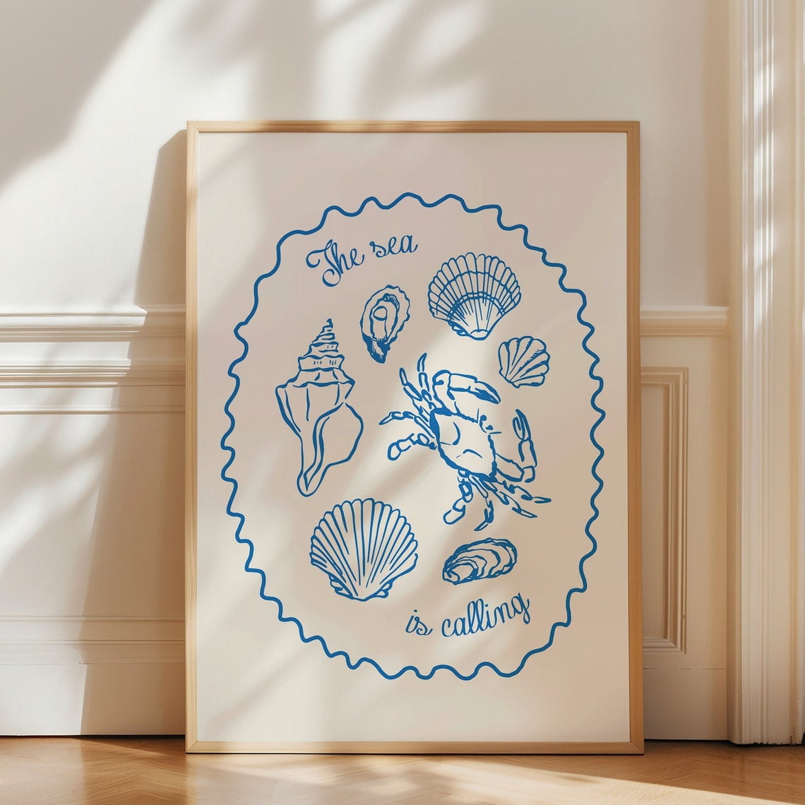 The Sea Is Calling Poster, Beach House Decor, Trendy Coastal Art, Blue ...