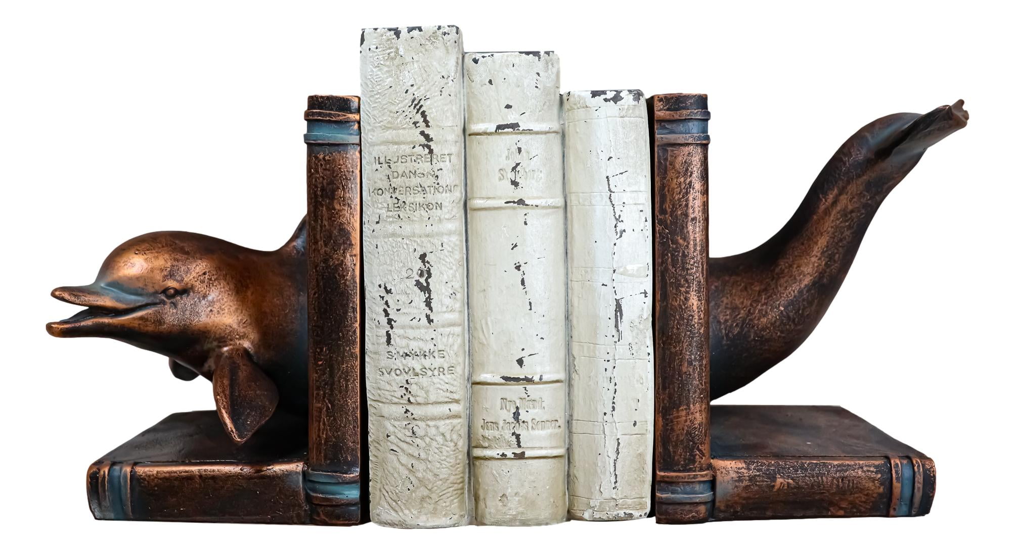 Sea Coastal Nautical Marine Bottlenose Dolphin Fishes Swimming Bookends ...