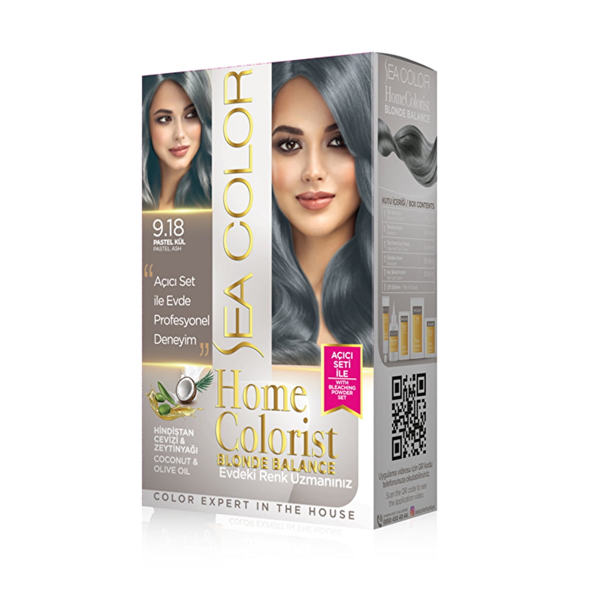 Sea Color Home Colorist Set Paint (With Lightener Set) 9.18 Pastel Ash ...