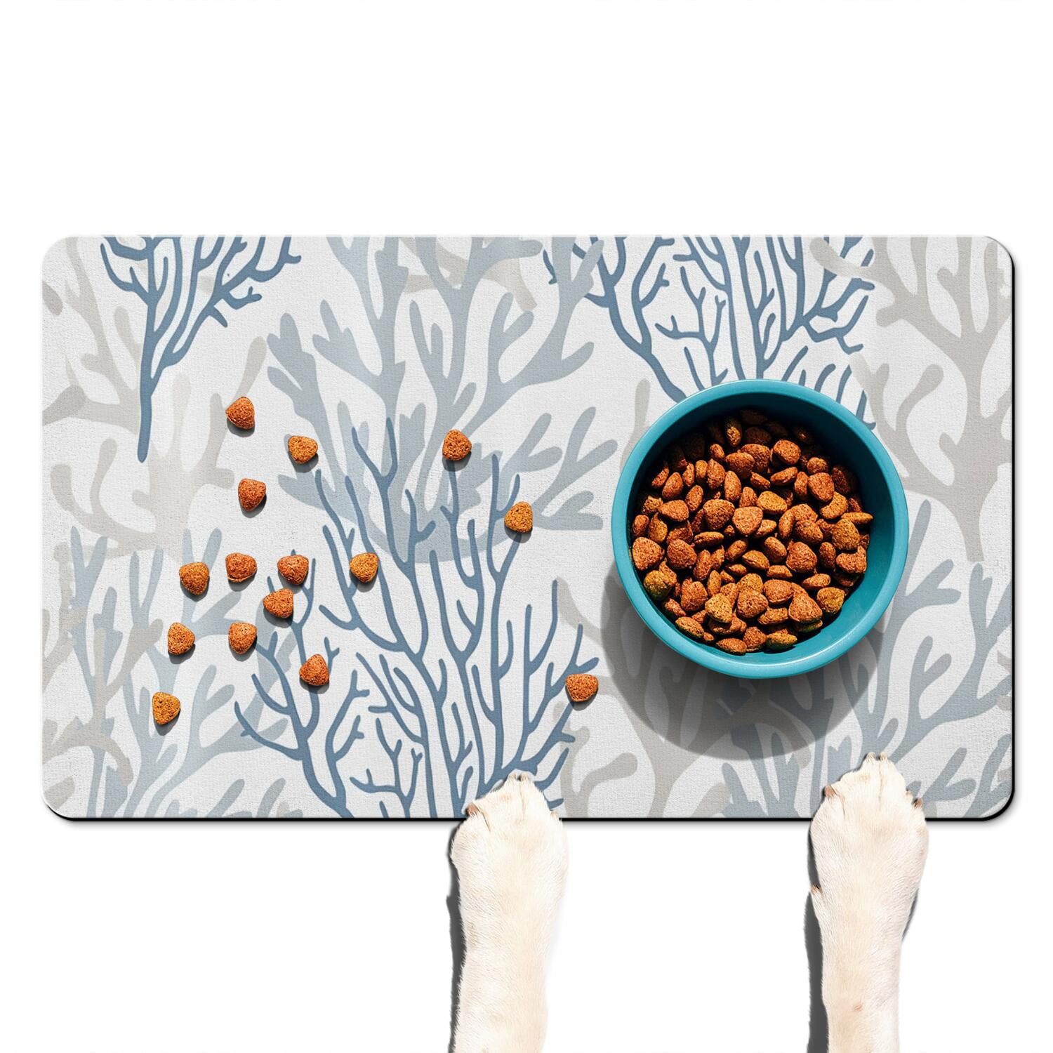 Sea Coral Fish Dog Food Mat – Nautical Beach Tropical Starfish Marine ...