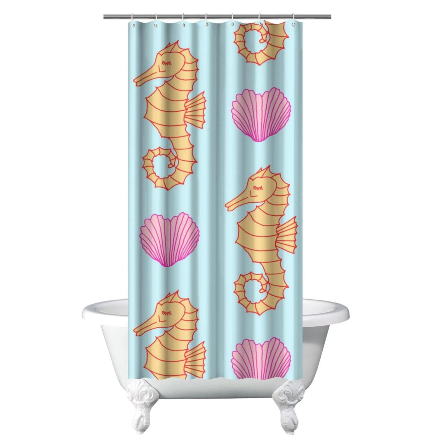 Sea Coral Fish Seashell Shower Curtain with Nautical Beach Tropical ...