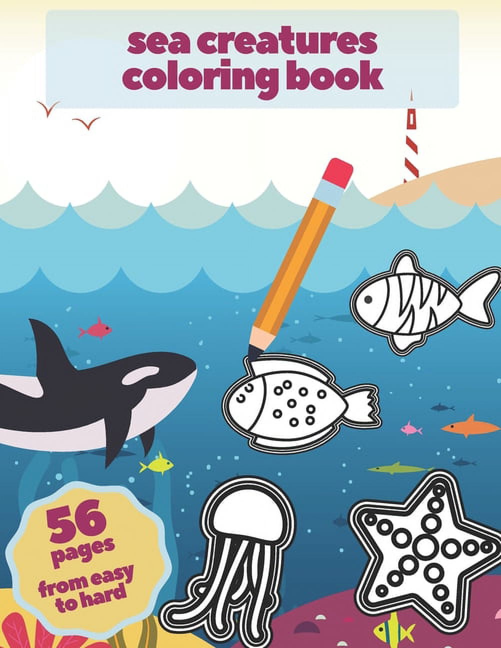 Sea Creatures Coloring Book: Amazing Ocean Animals For Kids Boys Girls ...