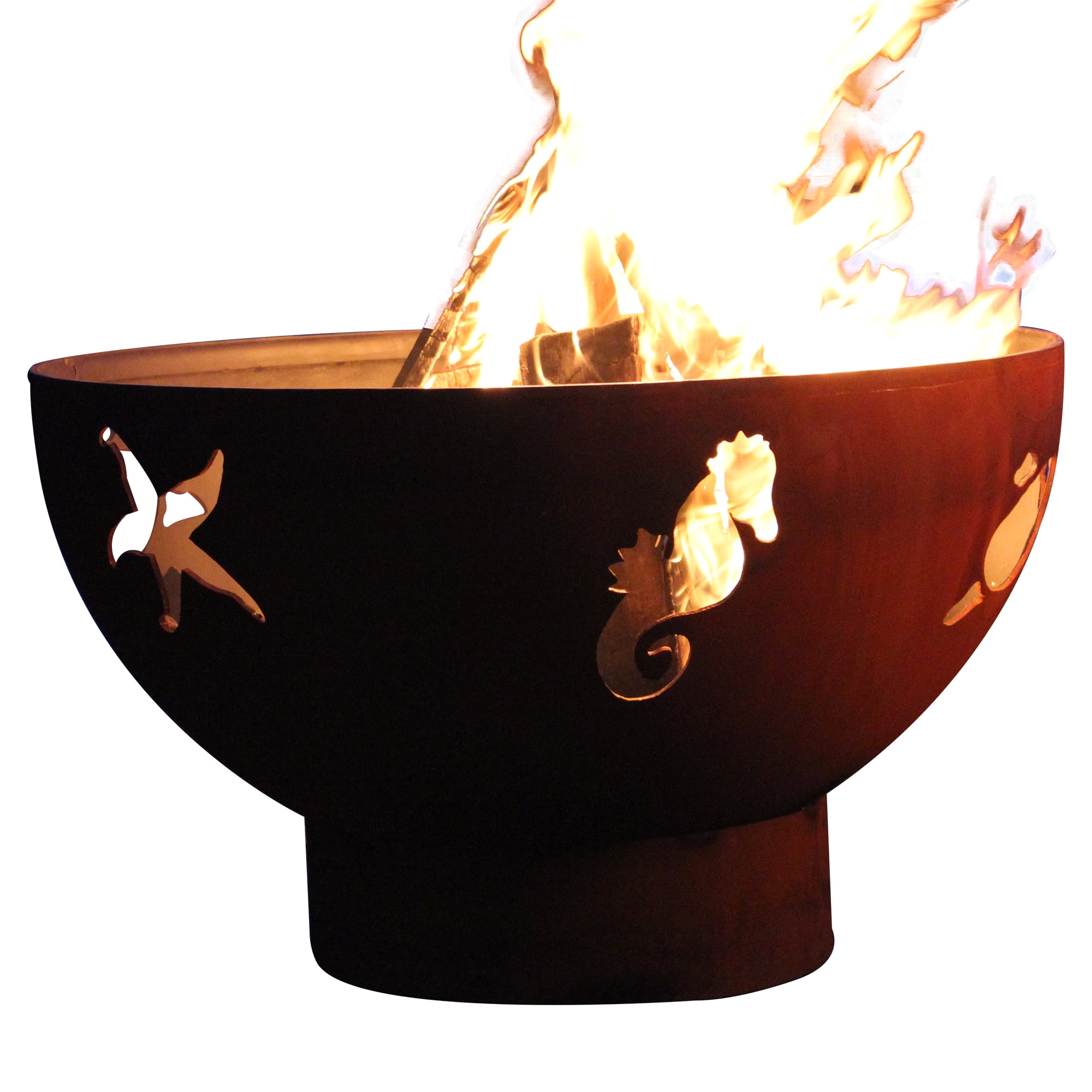Fire Pit Art SEA-Wood Burning 24 x 36 in. Sea Creatures Fire Pit, Iron ...