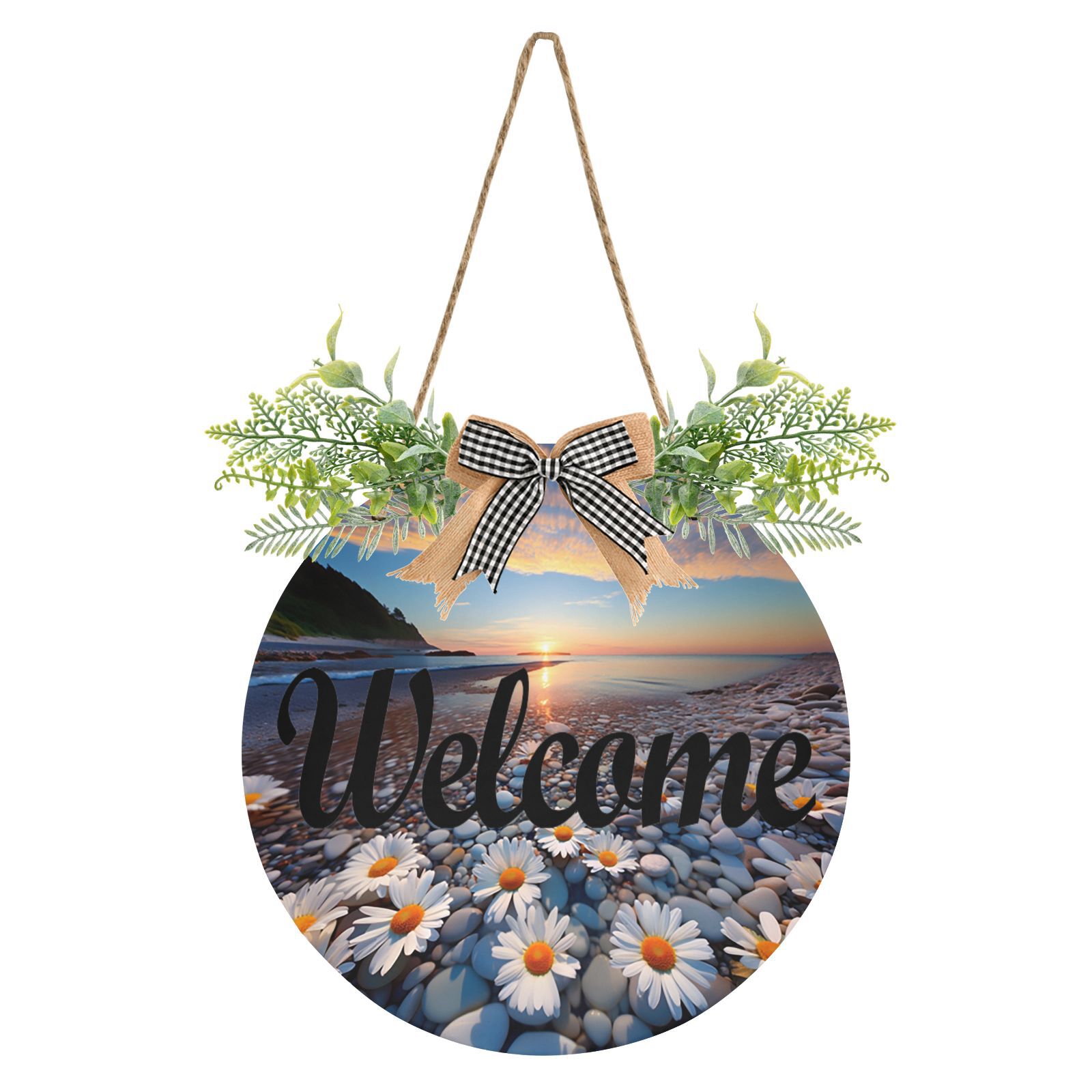 Sea Daisies Flowers Welcome Sign for Front Door Wreath Door Sign for ...