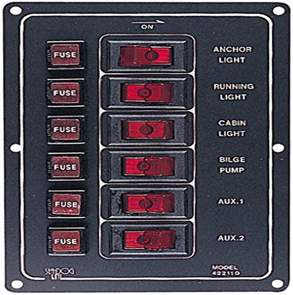 Sea-Dog 422110-1 Aluminum Vertical DC Switch Panel, 6 switches ...