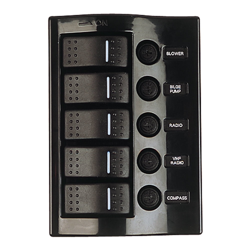 Sea-Dog 425110-1 Wave Rocker Switch Panel with 5 Illuminating Switches ...