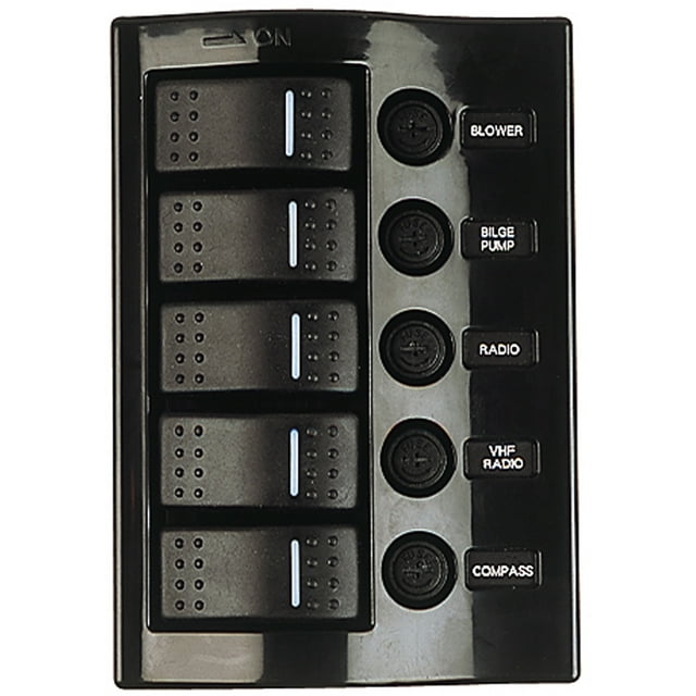 Sea-Dog 425110-1 Wave Rocker Switch Panel with 5 Illuminating Switches ...