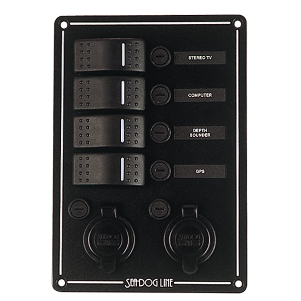 Sea Dog Rocker Switch Panel with Dual Power Sockets, 4 Switch - Walmart.com