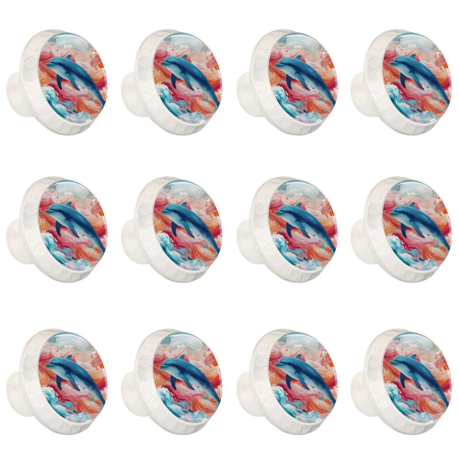 Sea Dolphin 12 Pcs White Round Drawer Pulls with Screws,ABS and Glass ...