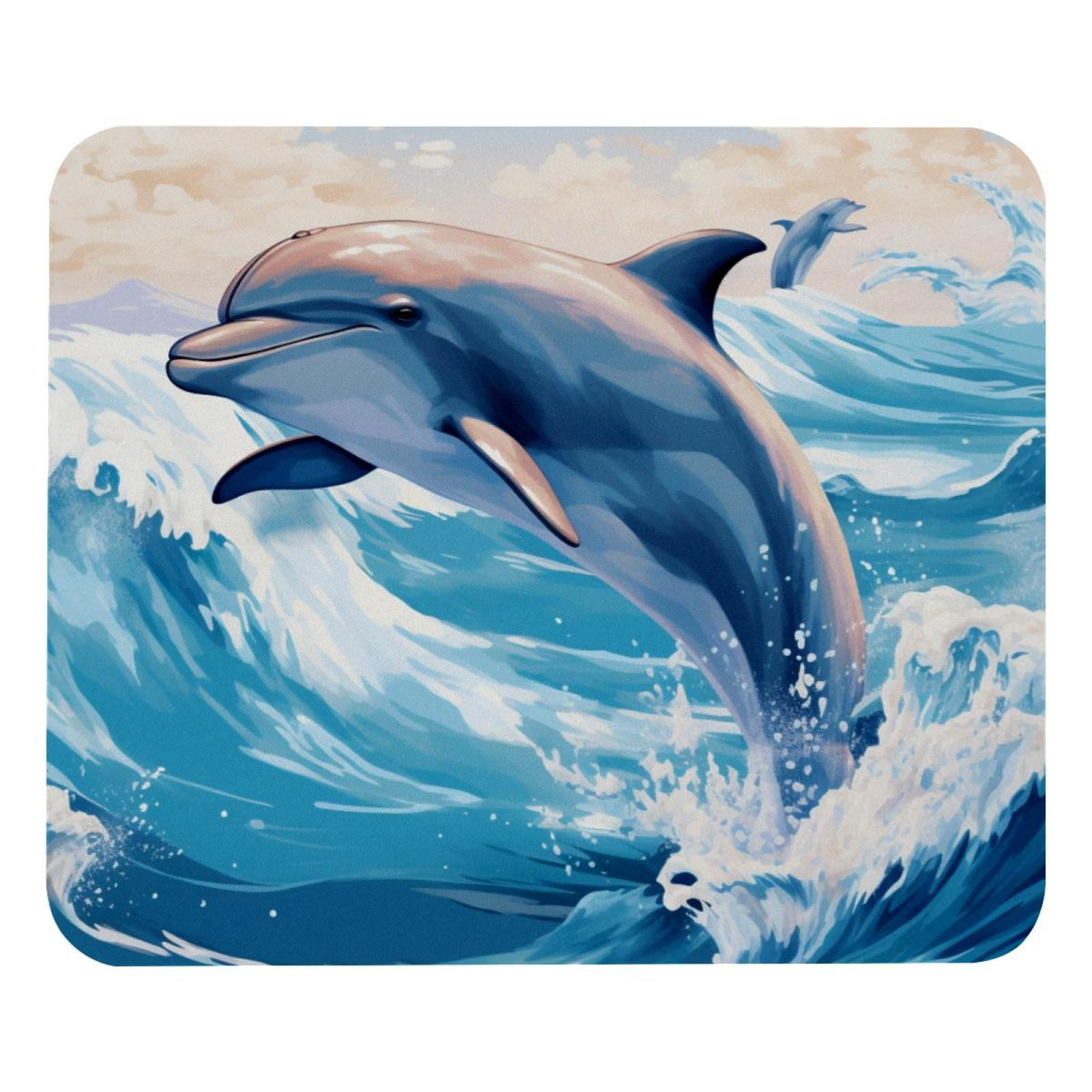Sea Dolphin Non-Slip Rubber Bottom Personalized Custom Square Desk Mat ...